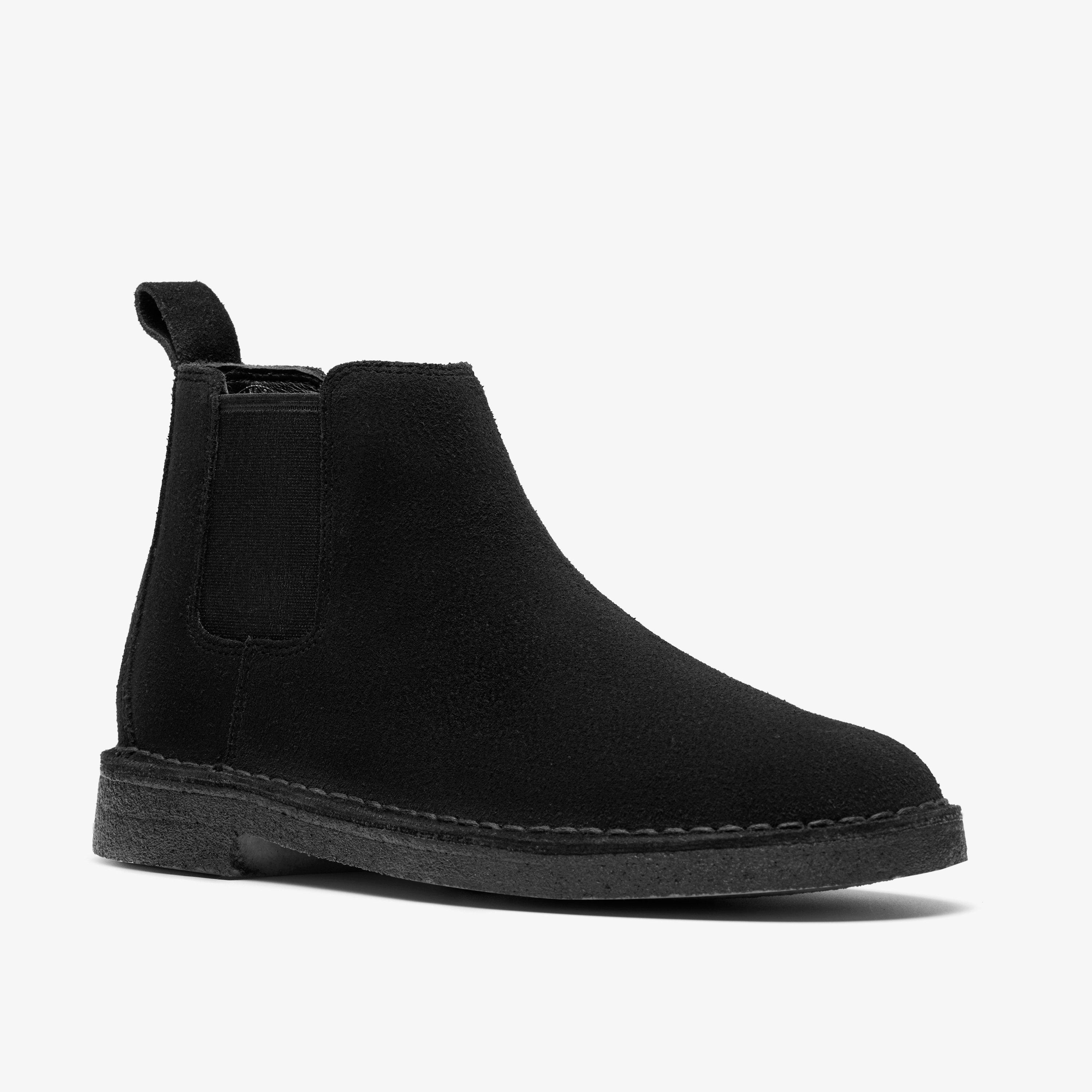 Mens Desert Chelsea Black Suede Boots | Clarks