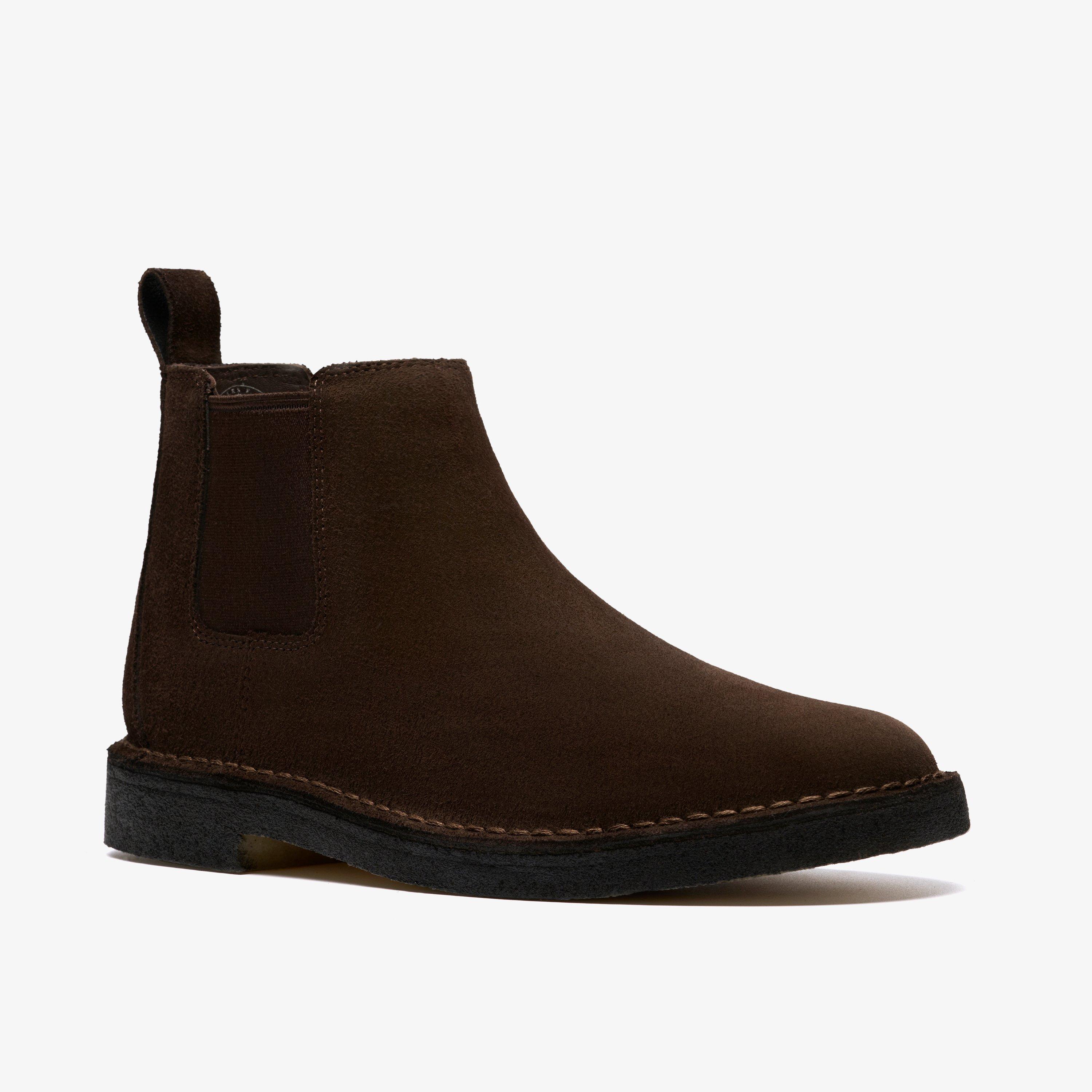 Bottes Chelsea Desert pour hommes en daim marron foncé | Clarks