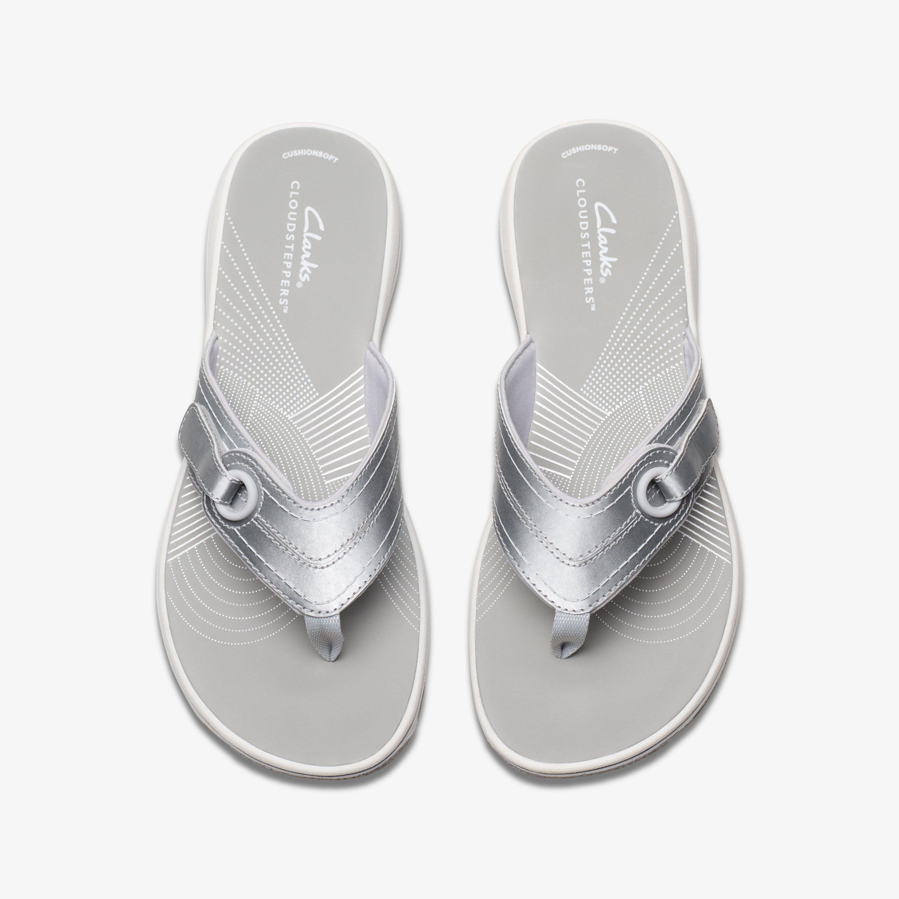 Womens Brinkley Reyna Silver Flat Sandals, Flip Flops Sandals | Clarks UK