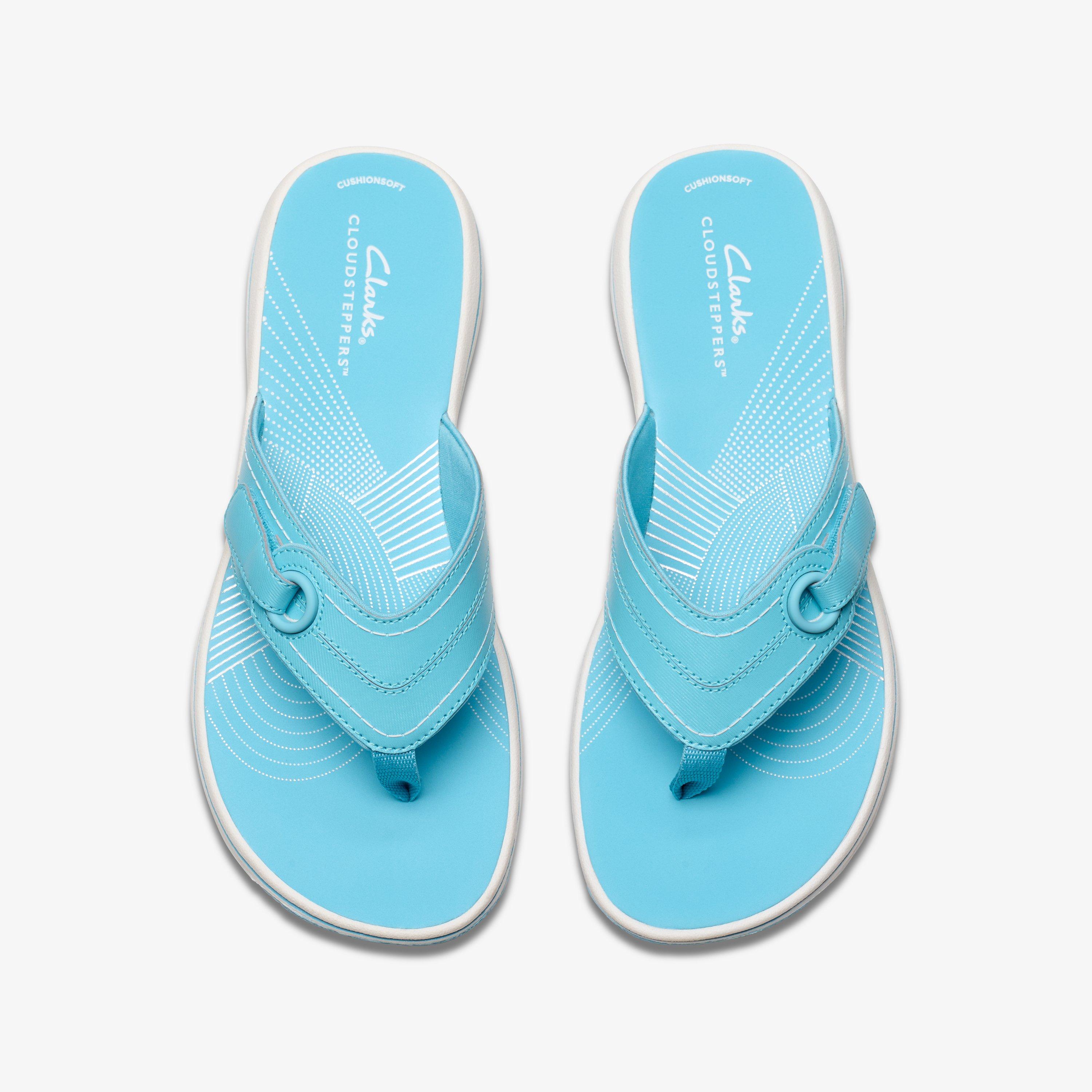 Womens Brinkley Reyna Sky Blue Flat Sandals Flip Flops | Clarks