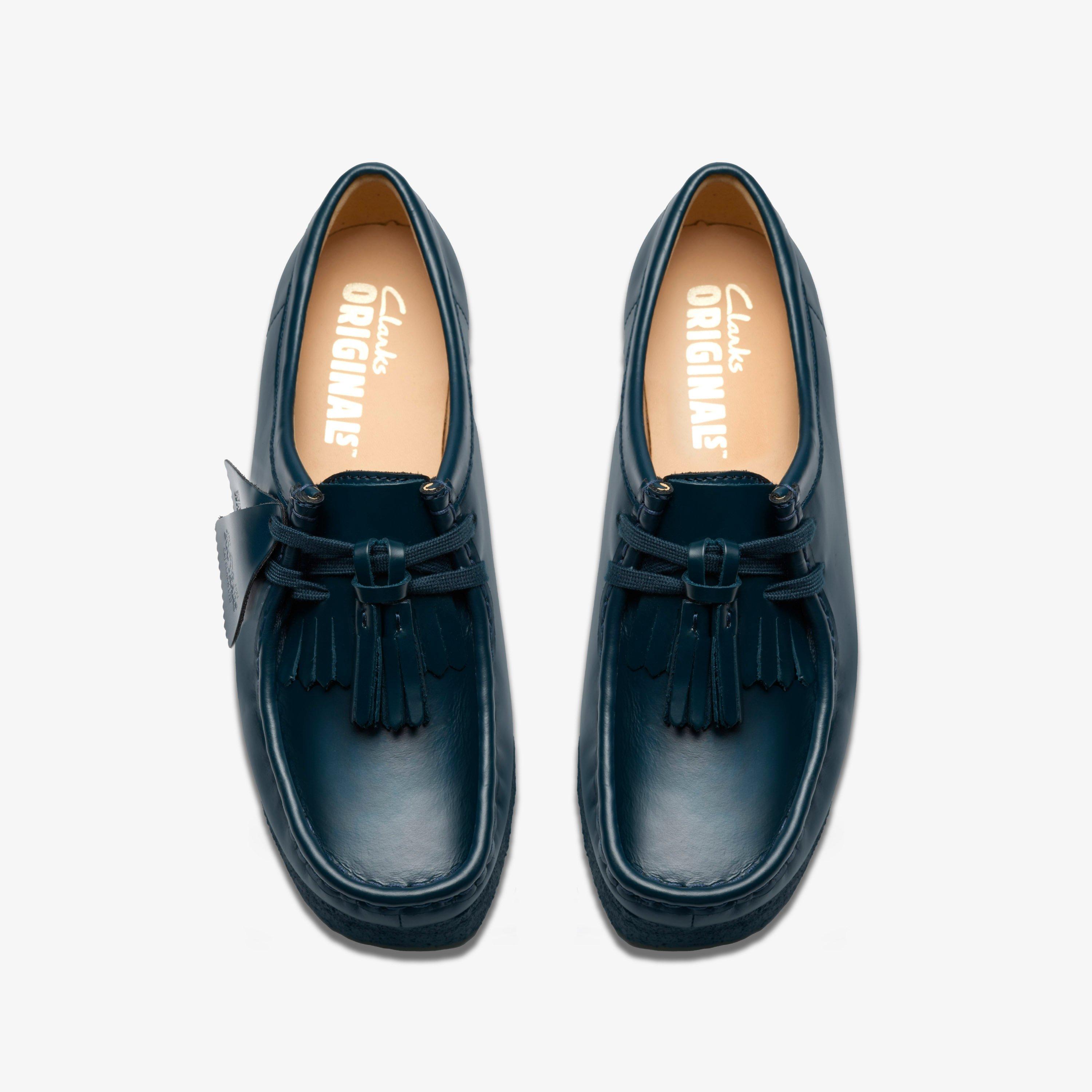 Womens Wallabee Dark Teal Leather Wallabee Lace Up Shoes | Clarks