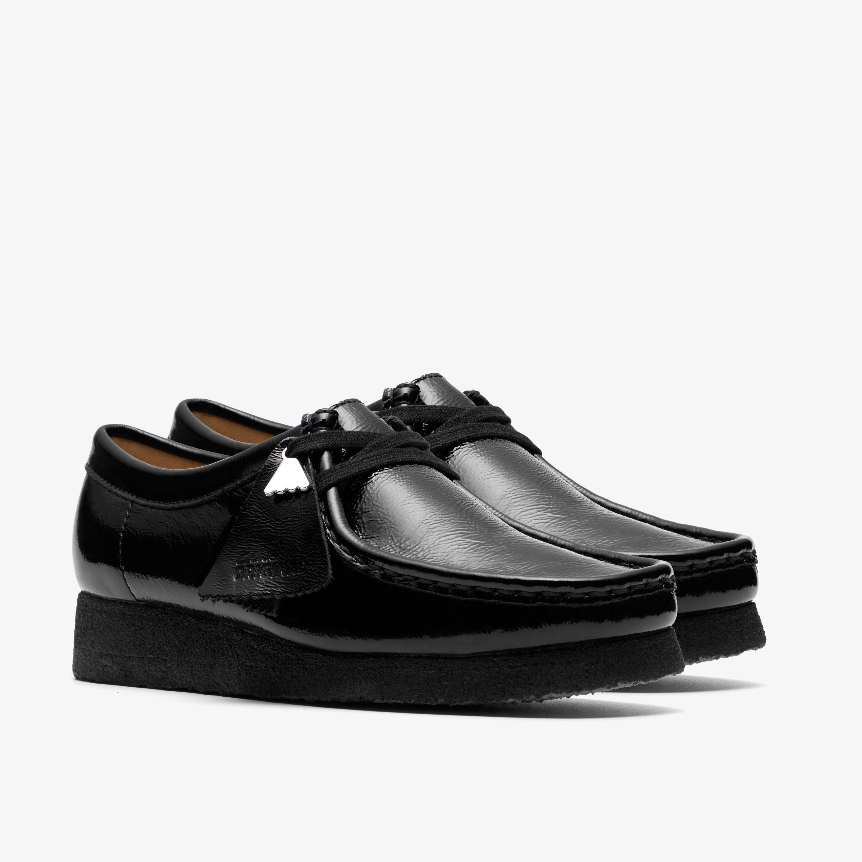 Womens Wallabee Black Patent Wallabee, Lace Up Shoes | Clarks UK