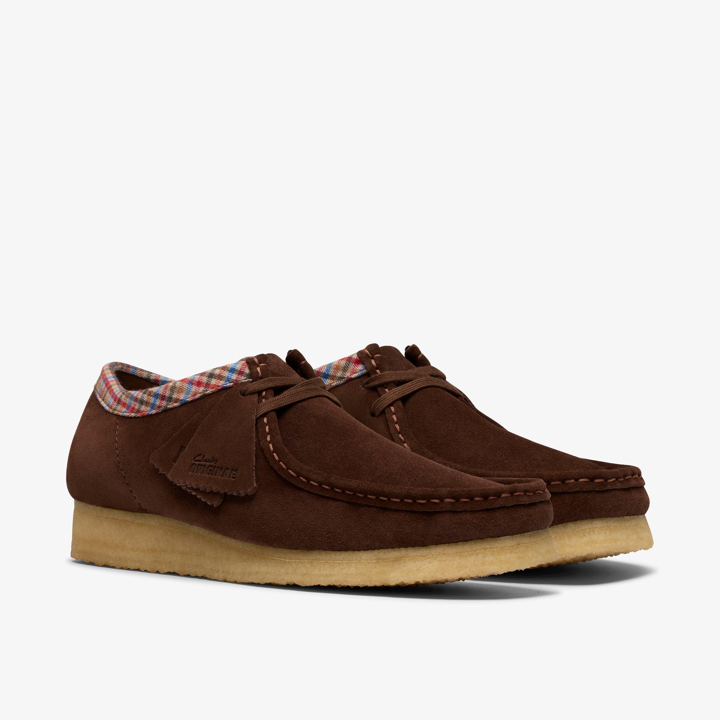 Mens Wallabee Chocolate Combination Wallabee Lace Up Shoes | Clarks