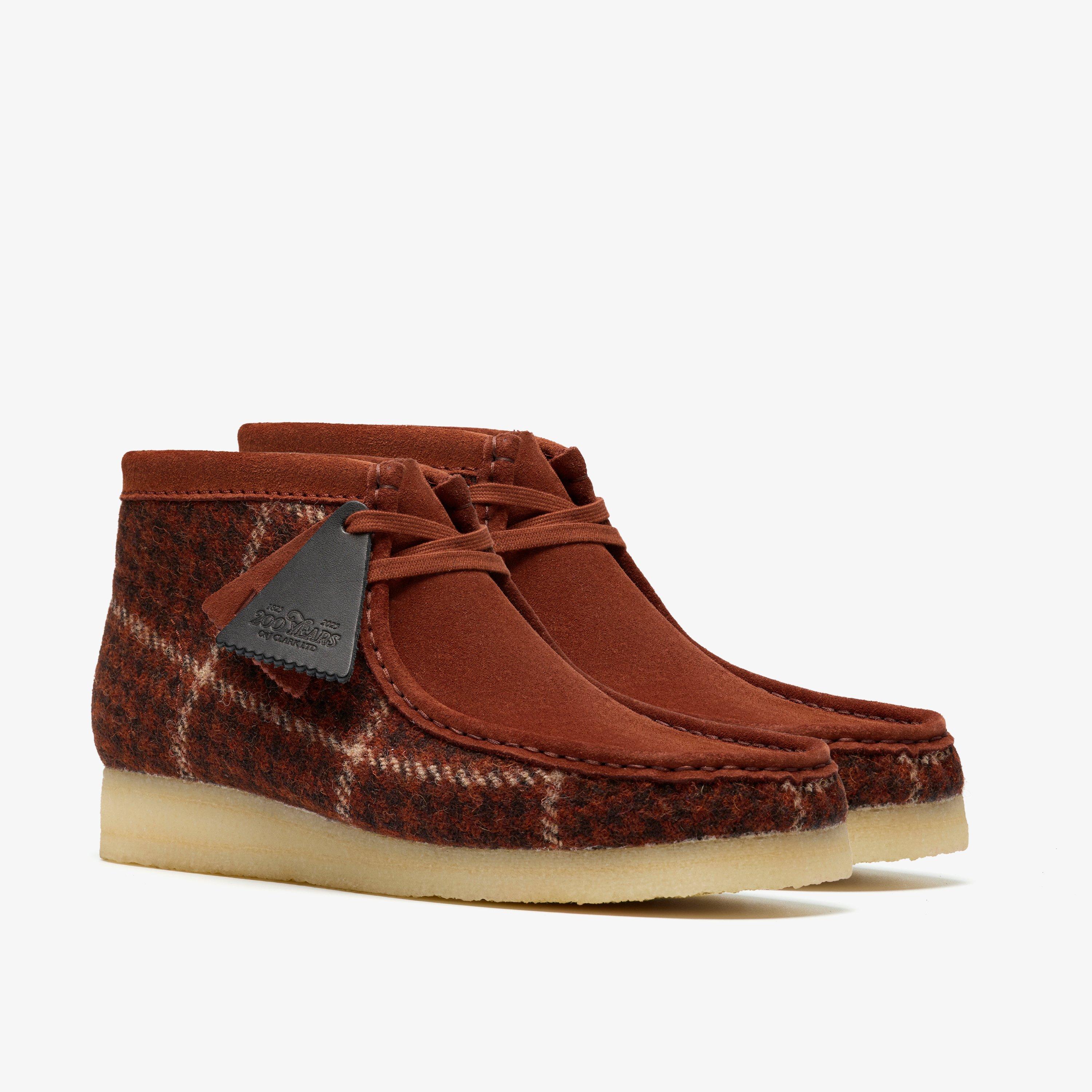 Mens Wallabee Boot Rust Tweed Combination Ankle Wallabee Boots | Clarks