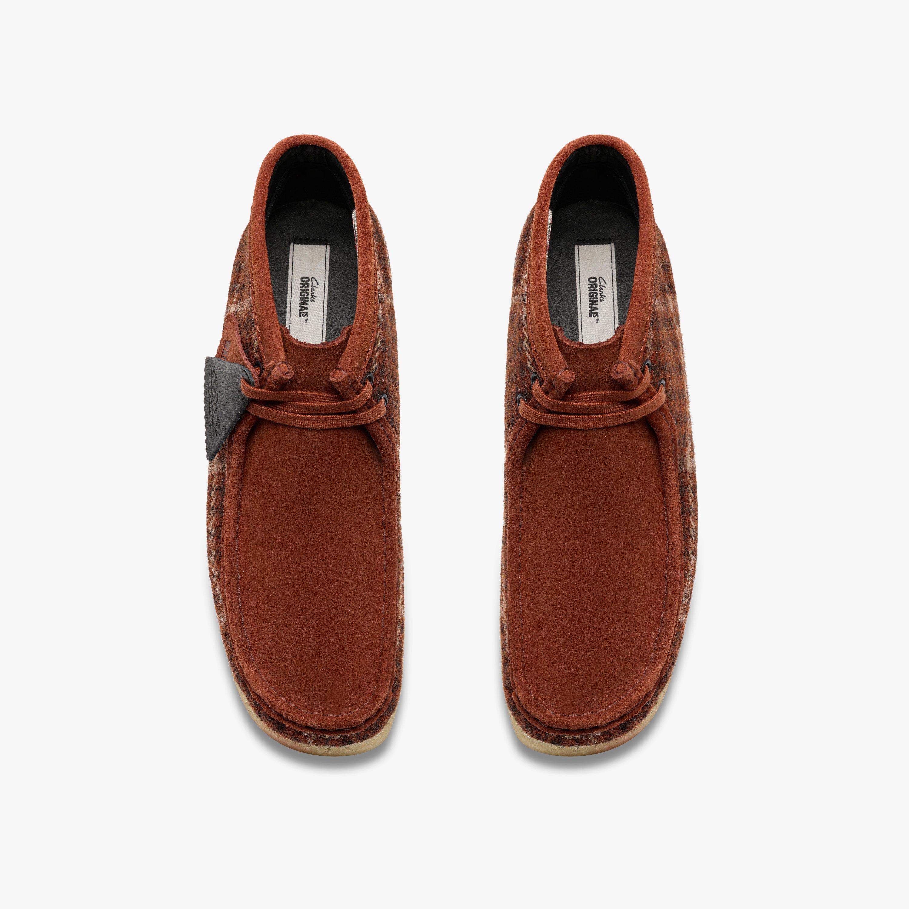 Mens Wallabee Boot Rust Tweed Combination Ankle Wallabee Boots | Clarks