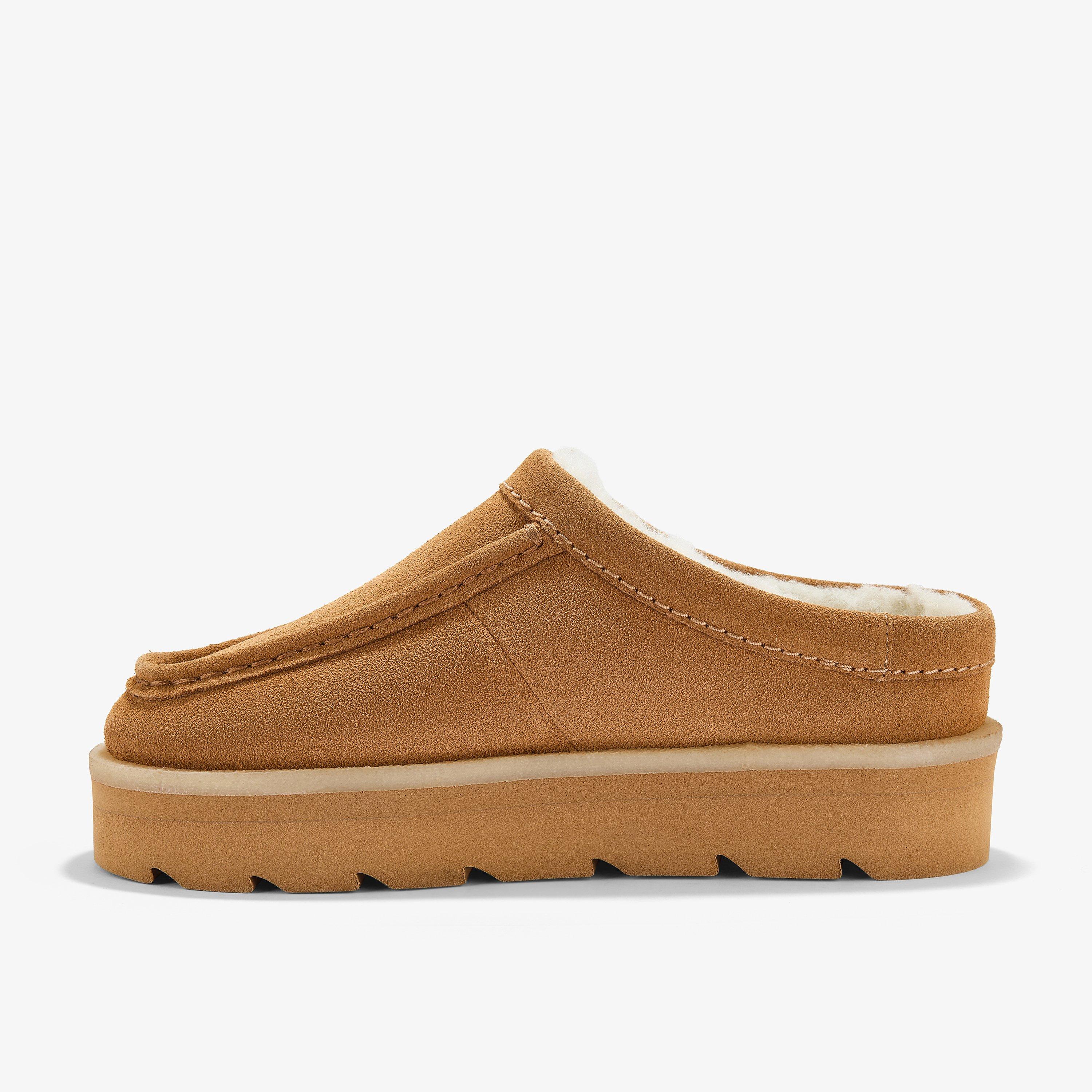 Womens Meare Mule Caramel Warmlined Mules Slip On Wedges Shoes | Clarks