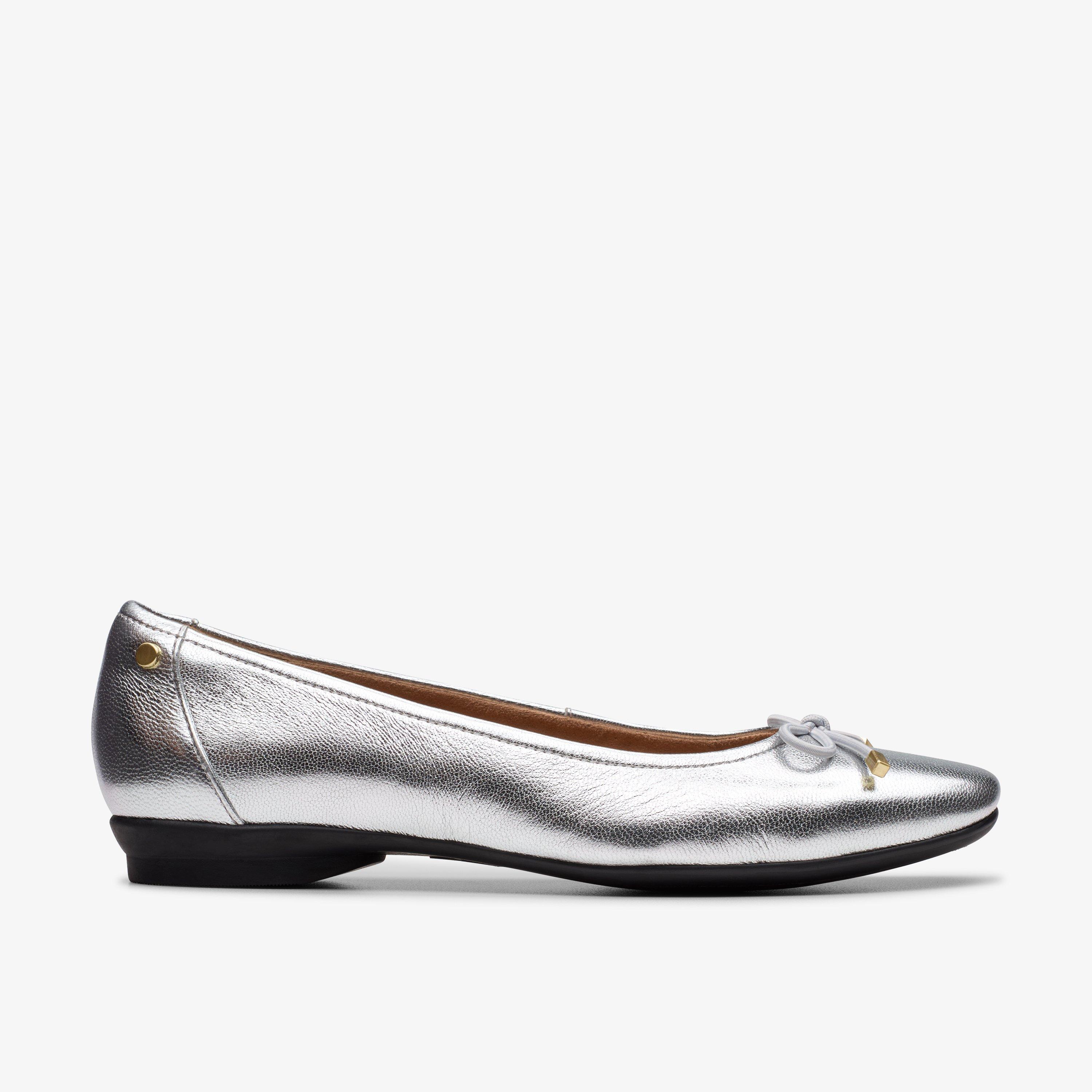 Womens Candra Light Silver Metallic Shoes Slip Ons Ballet Pumps | Clarks Outlet