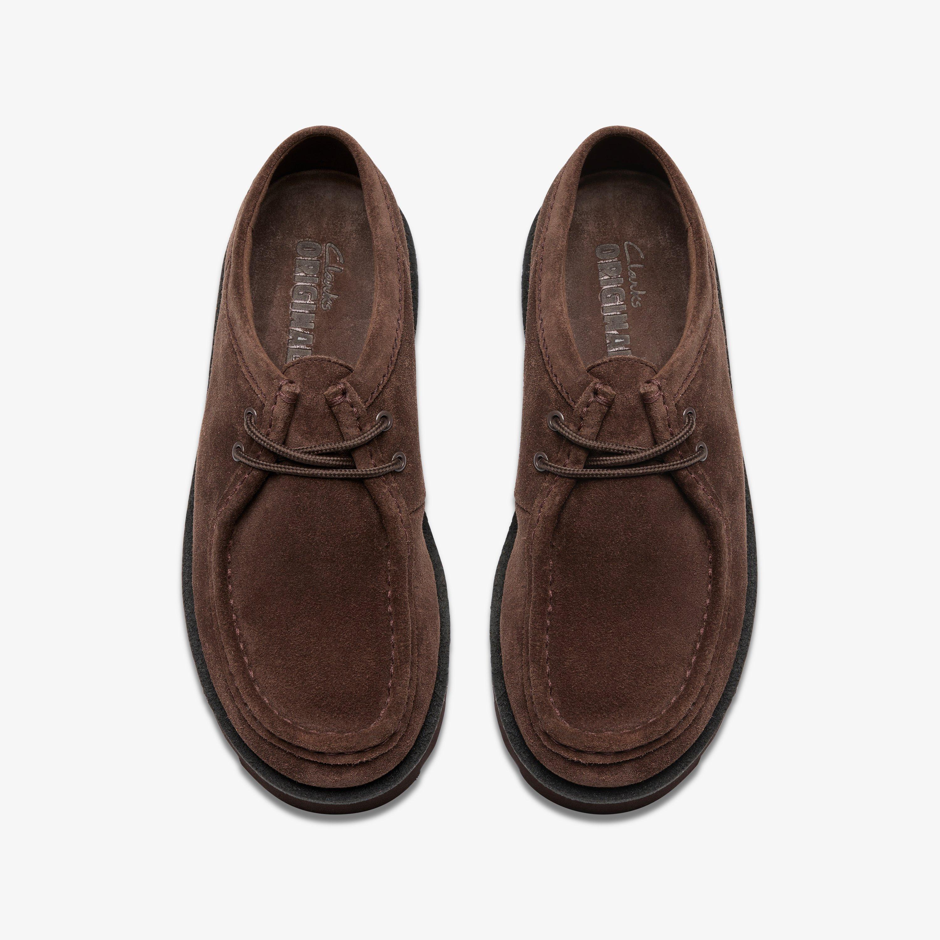 Mens Meare Walla Dark Brown Suede Wallabee Lace Up Shoes | Clarks