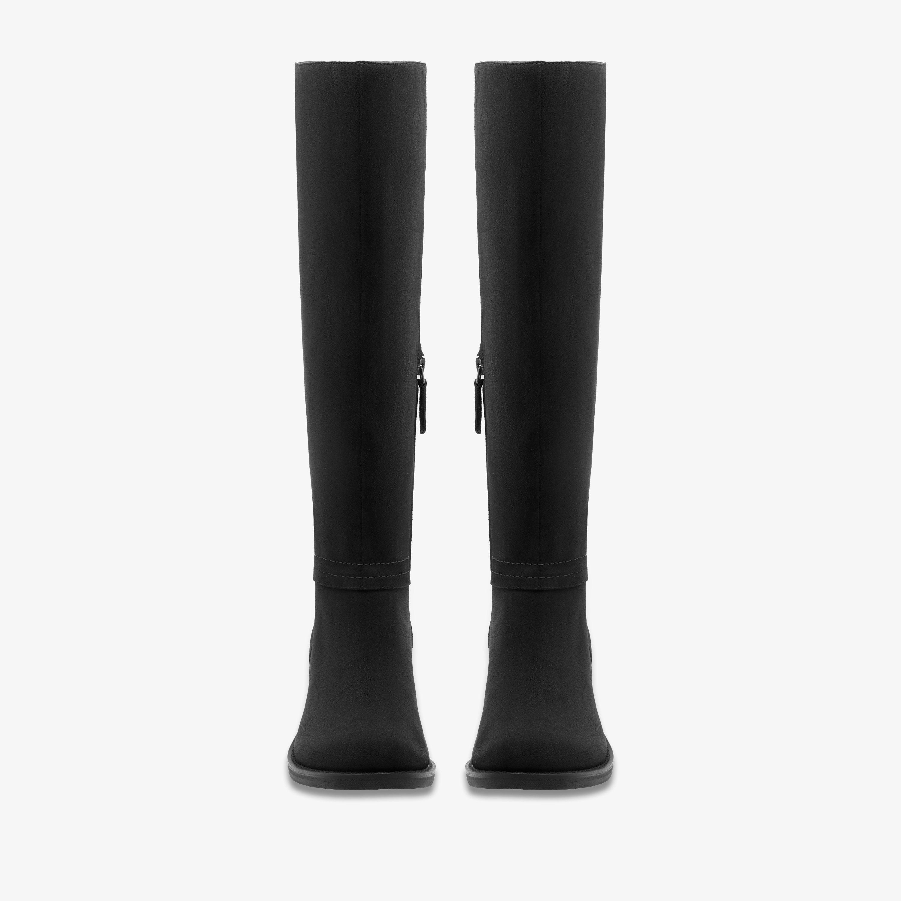 Womens Chamberly Hi Black Leather Knee High Boots | Clarks