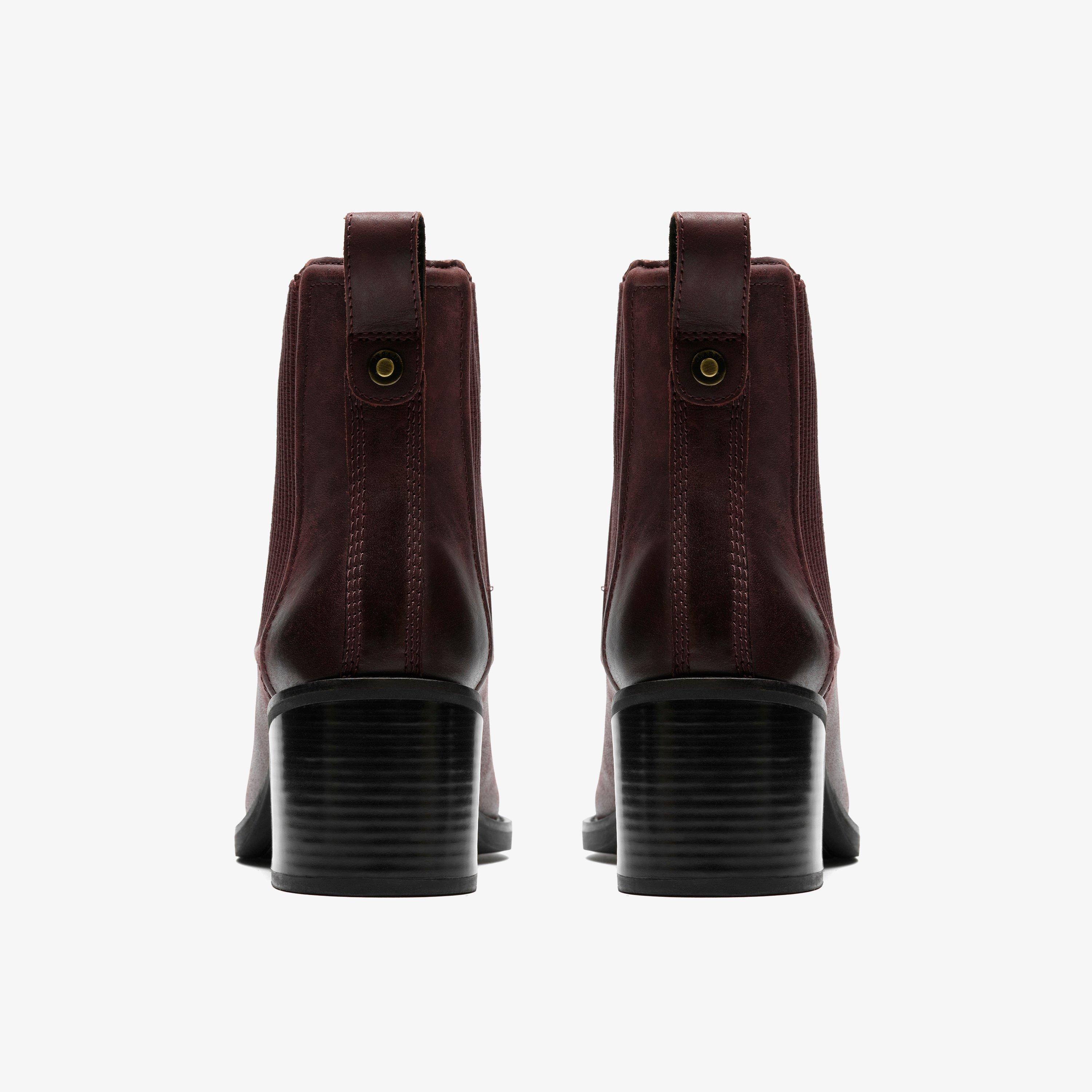 Womens Chamberly Top Merlot Leather Chelsea Ankle Boots | Clarks