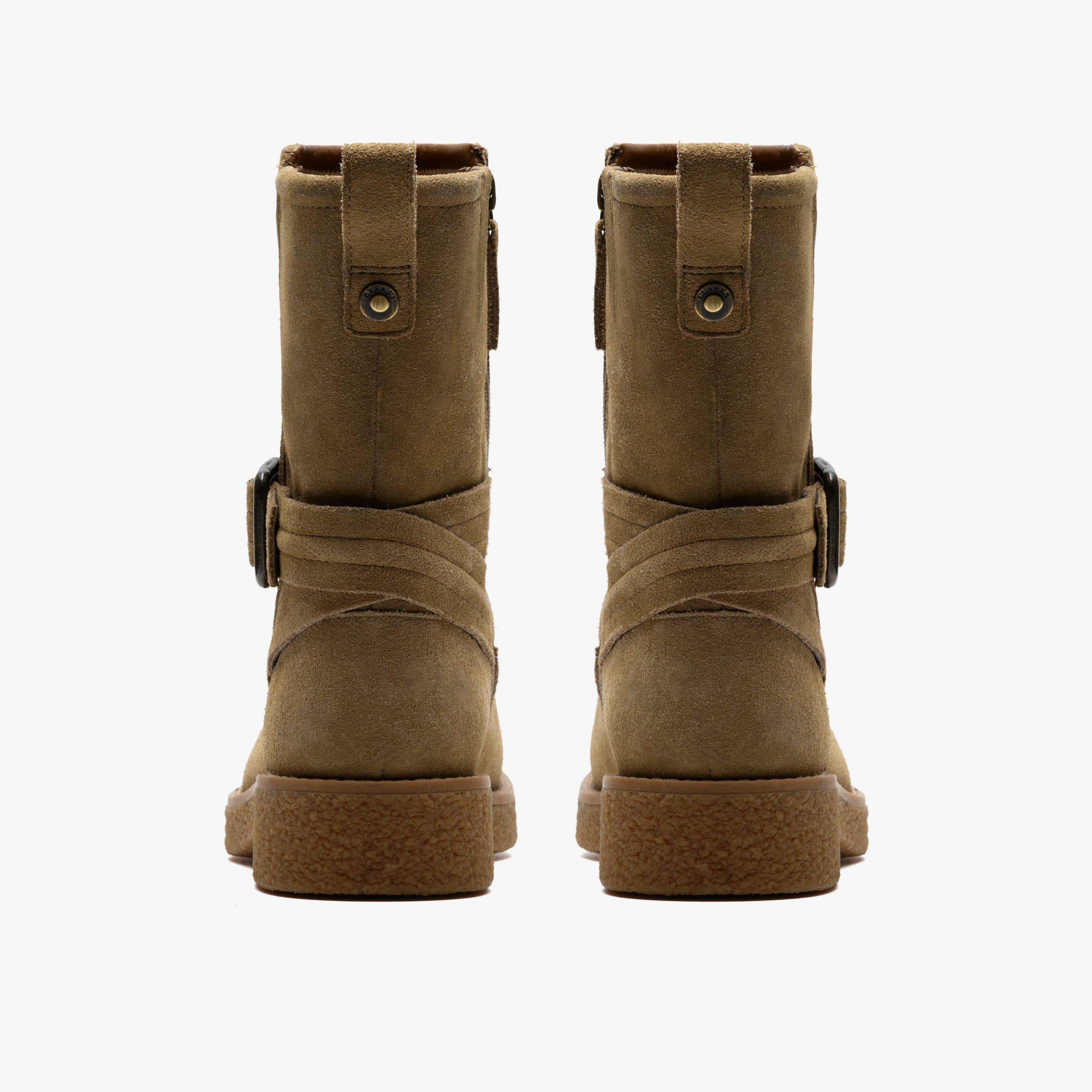 Womens Nella Mid Dark Sand Suede Mid Calf Boots Boots | Clarks UK
