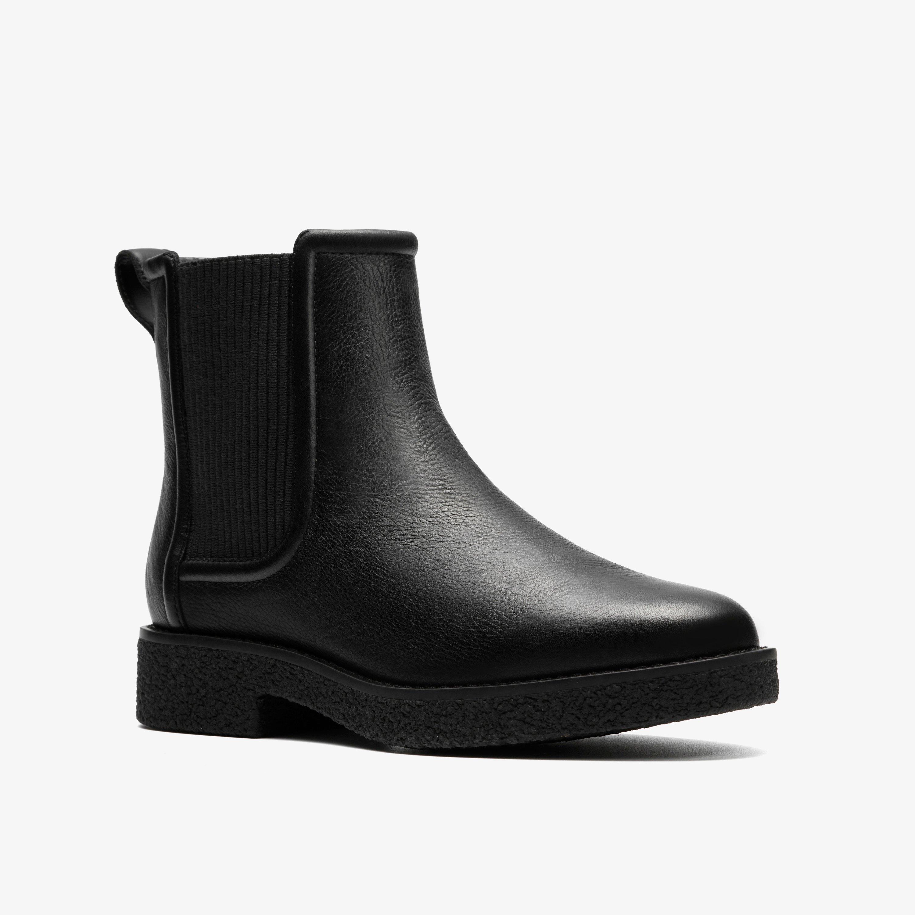 Bottes Chelsea en cuir noir avec haut Nella pour femmes | Clarks