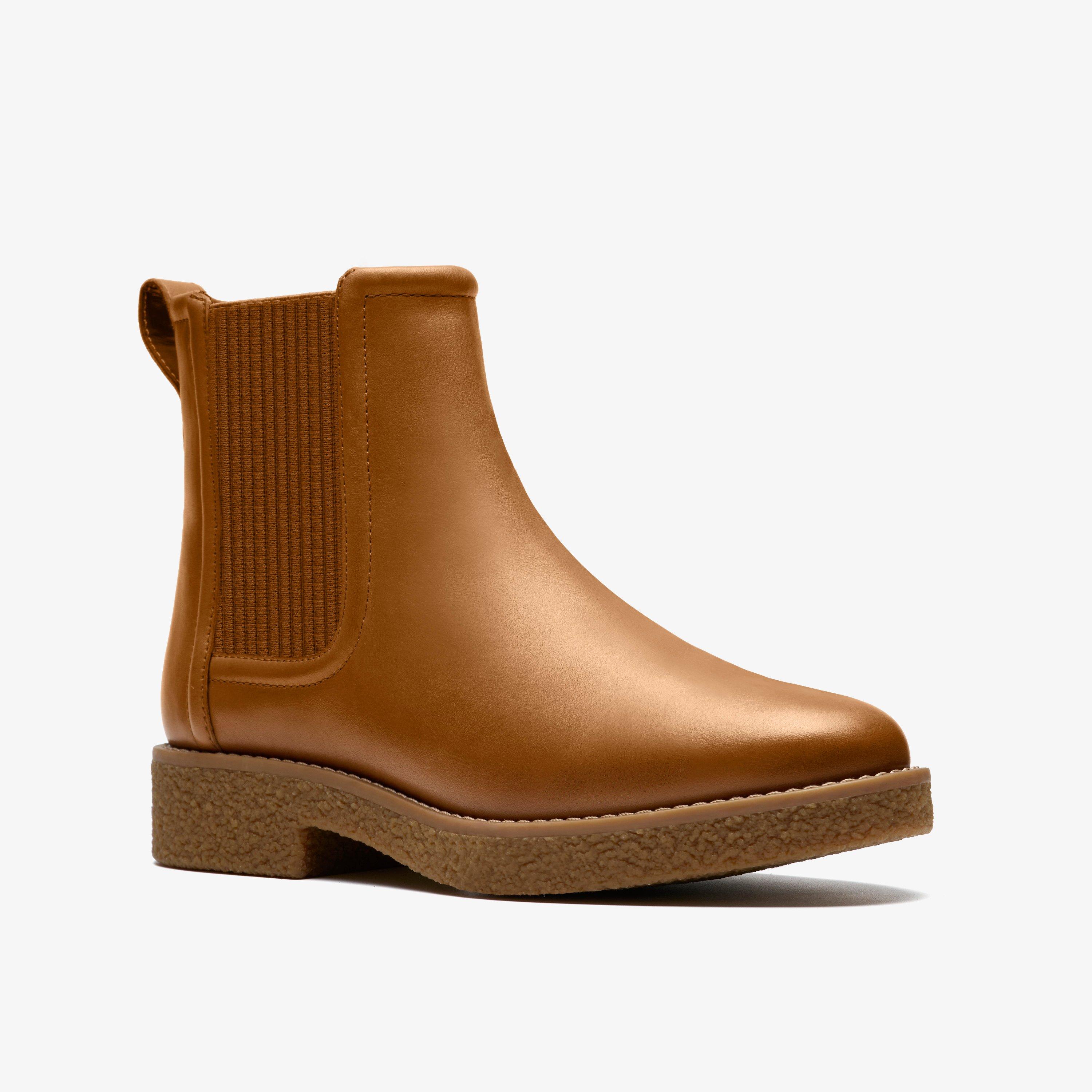 Botas Chelsea de cuero marrón para mujer Nella Top | Clarks
