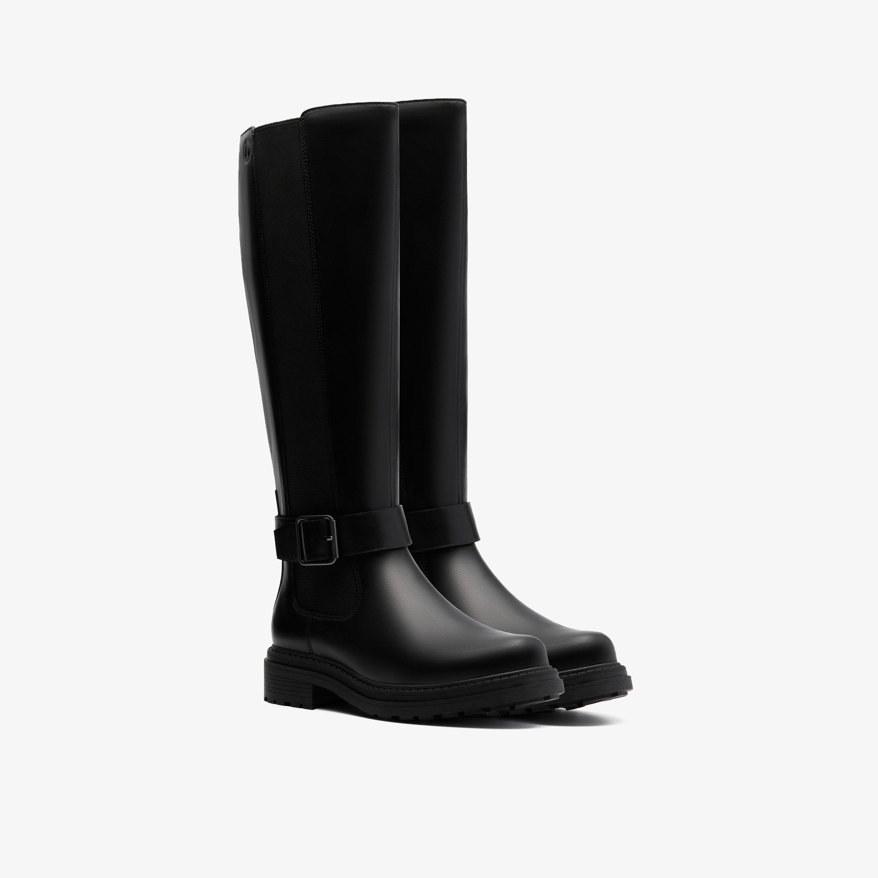 Womens Orinoco 3 Tall Black Leather Knee High Boots Boots | Clarks UK