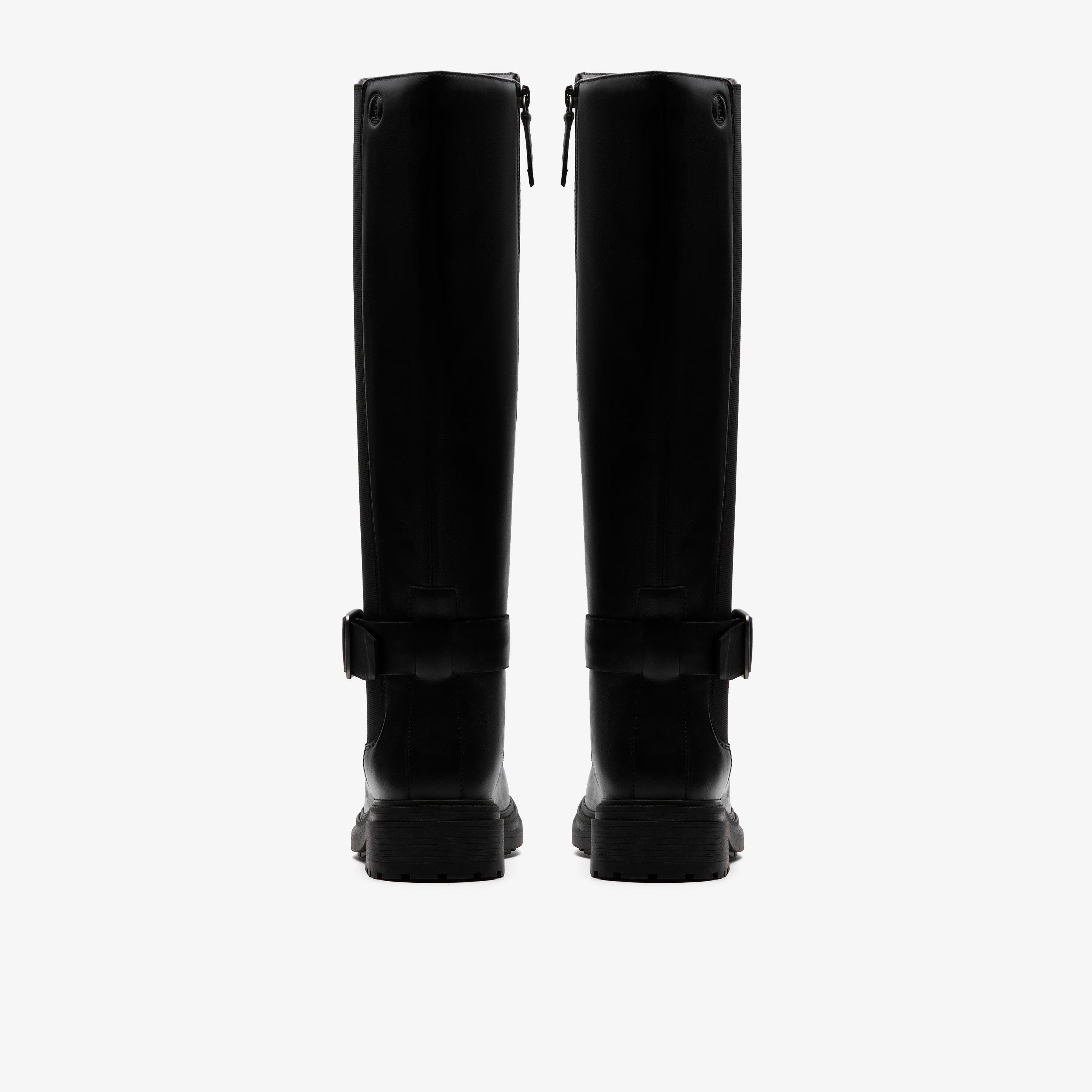 Damen Orinoco 3 Tall schwarze Leder kniehohe Stiefel | Clarks