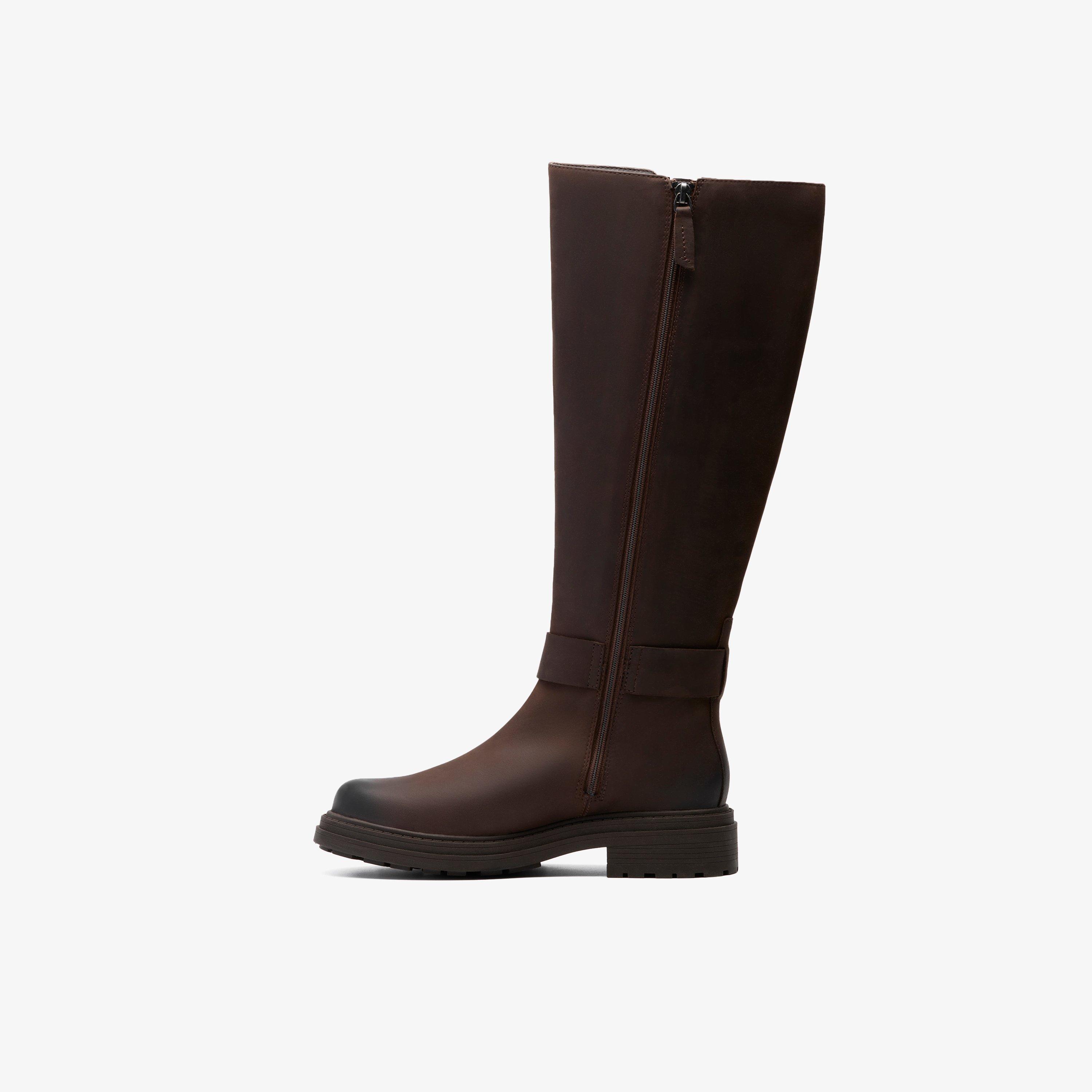 Bottes hautes aux genoux en cuir brun foncé Orinoco3 pour femmes | Clarks
