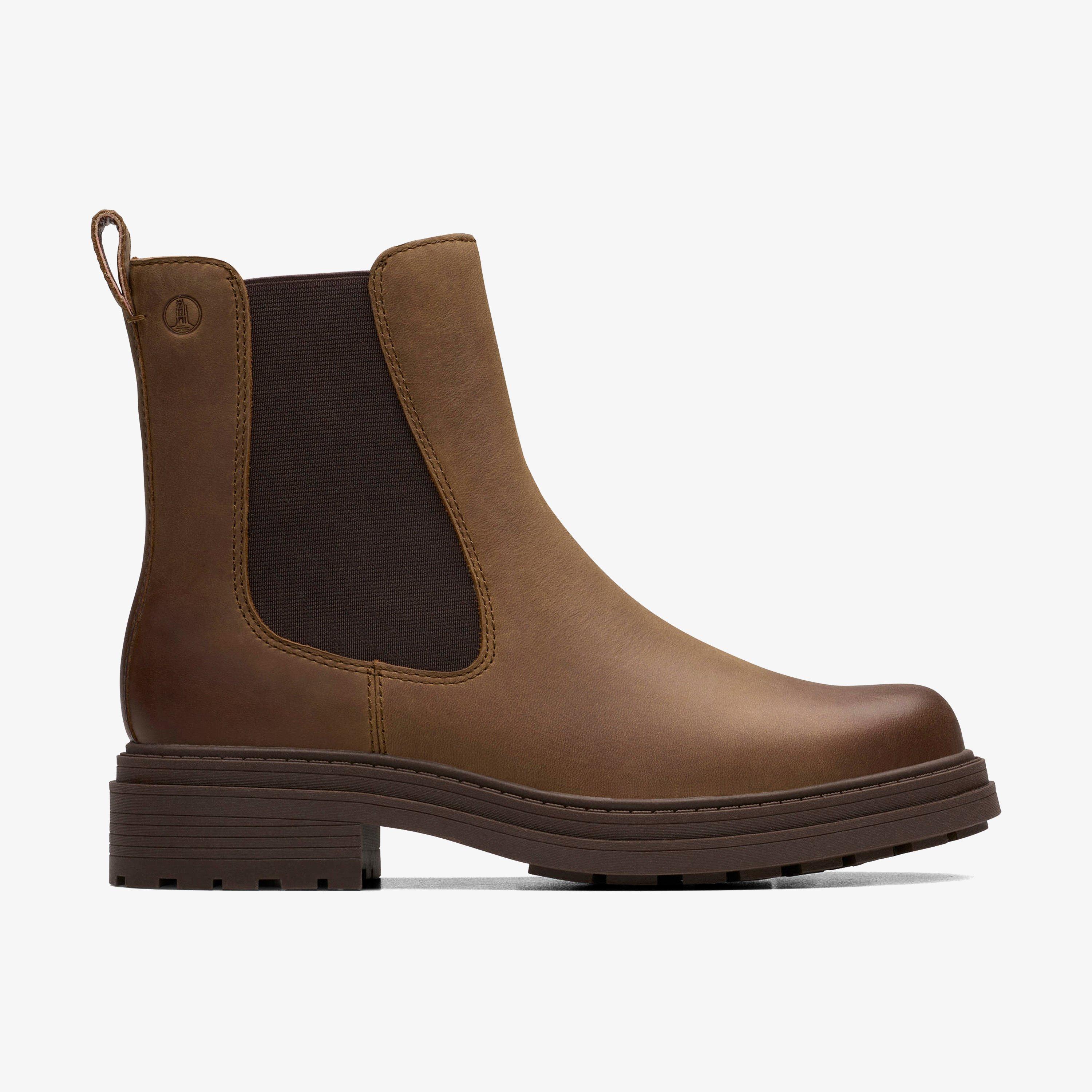 Womens Orinoco 3 Top Walnut Leather Ankle Boots, Chelsea Boots Boots | Clarks UK