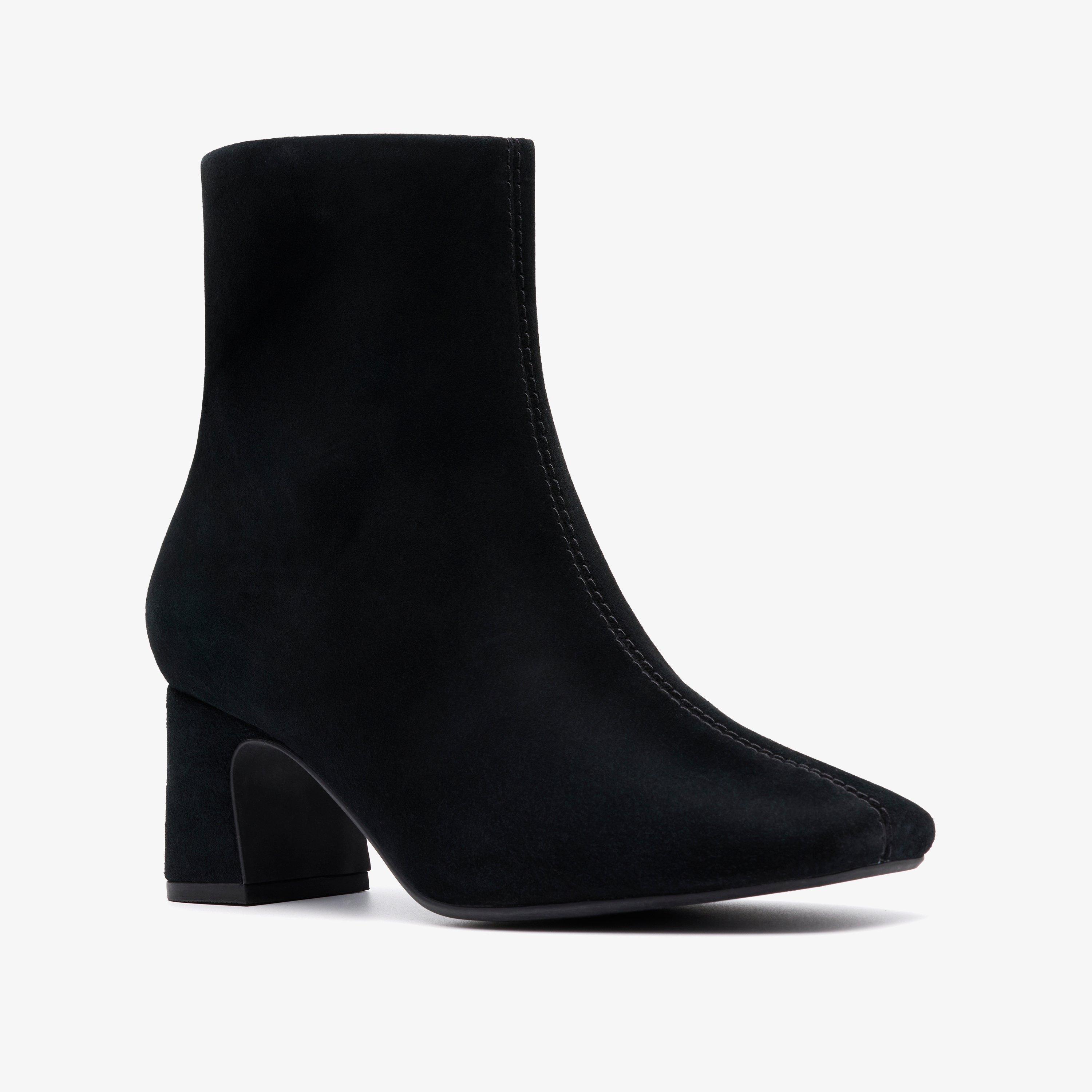 Womens Fernie Zip Black Suede Ankle Boots | Clarks
