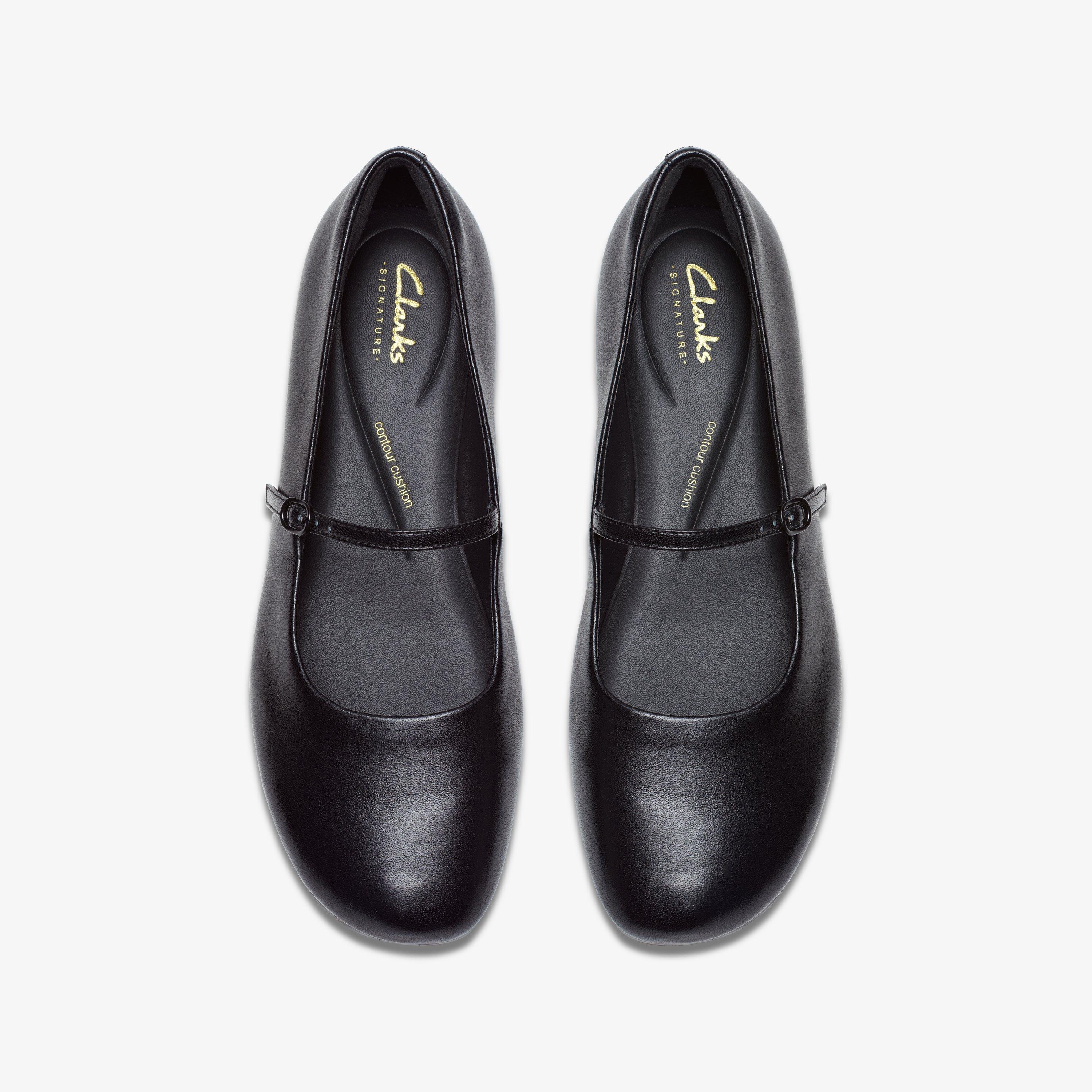 Womens Livia Sky Black Leather Bar Shoes | Clarks