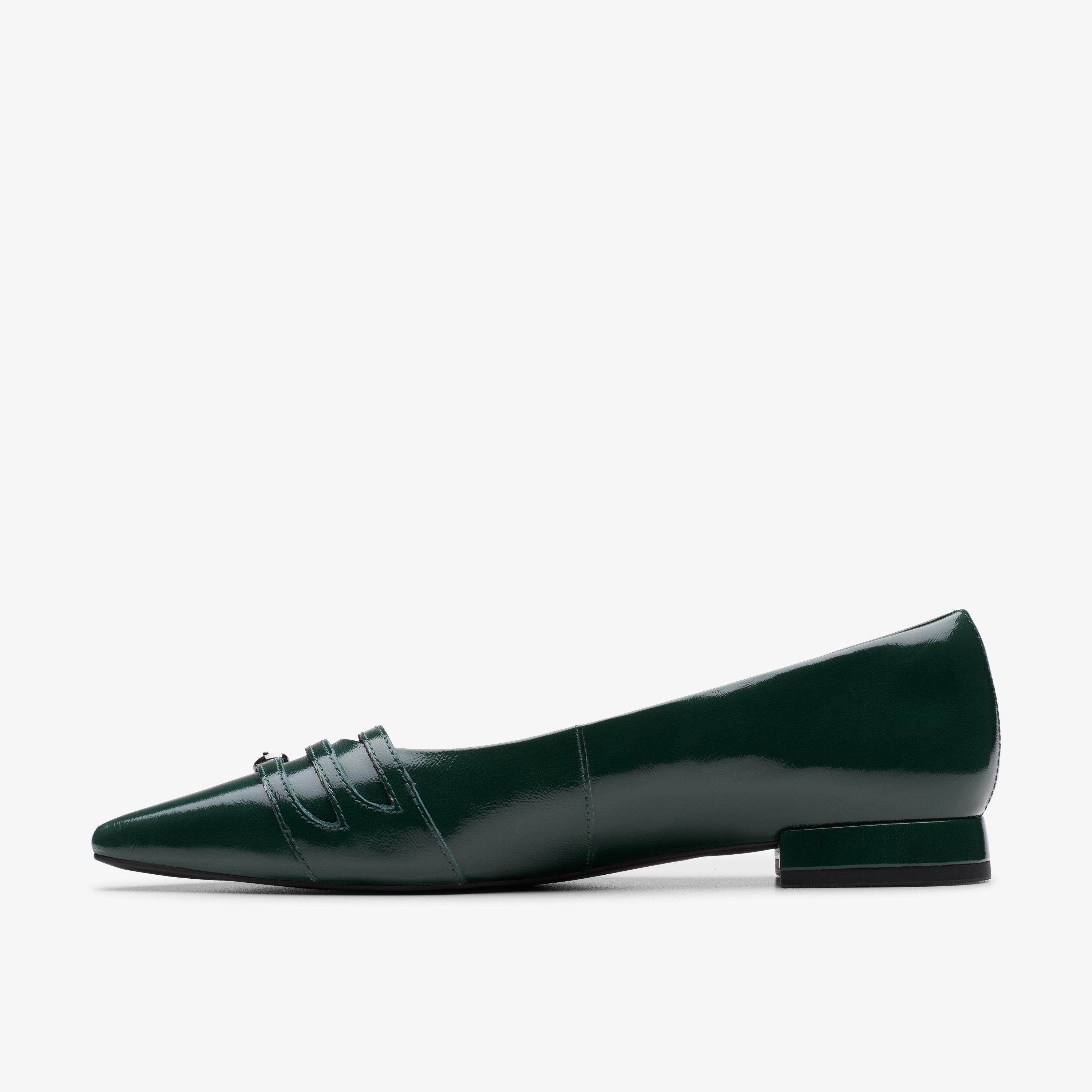 Womens Sensa15 Strap Dark Green Ballet Flats | Clarks