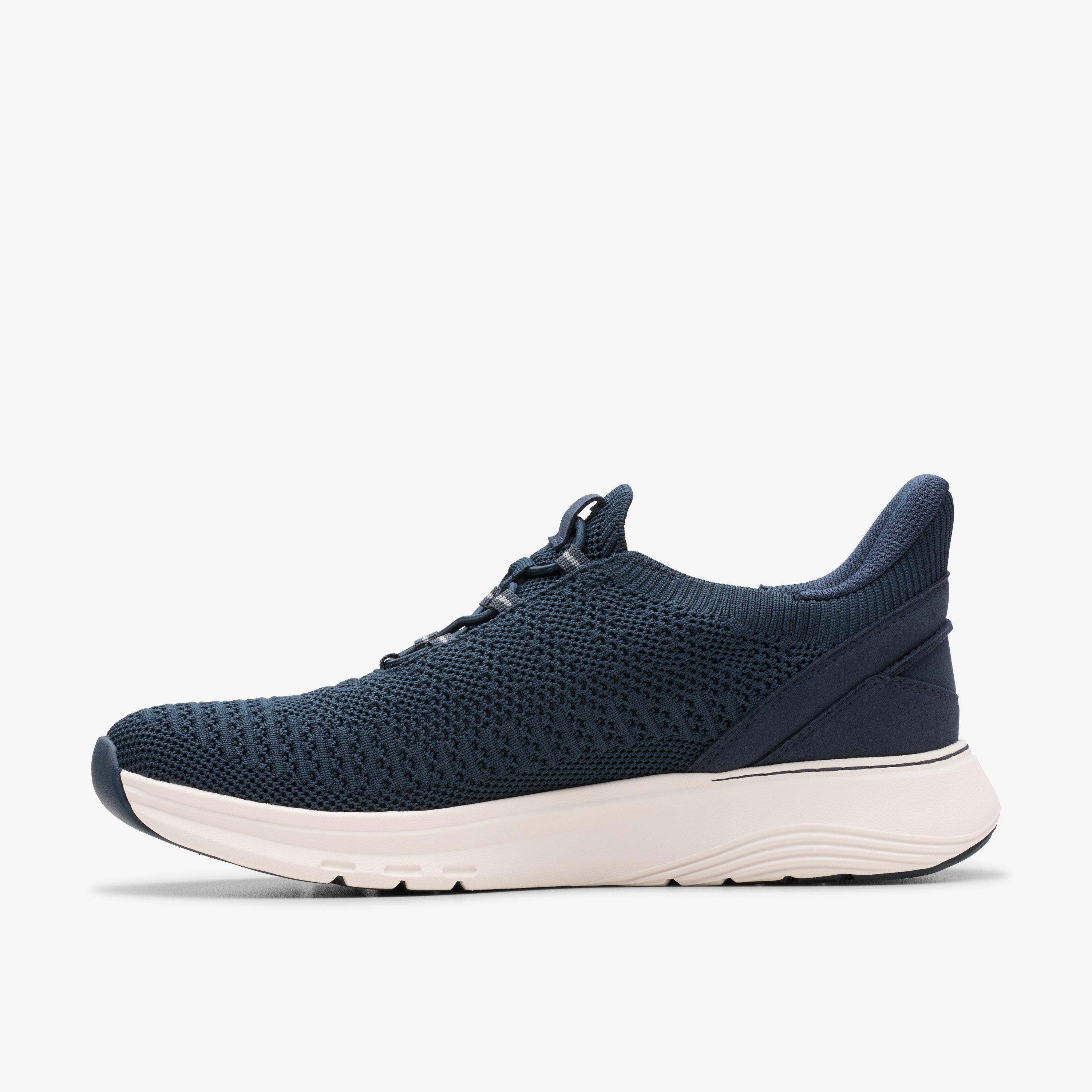 Mens Motion Trek LO Navy Knit Lace Up Walking Trainers | Clarks