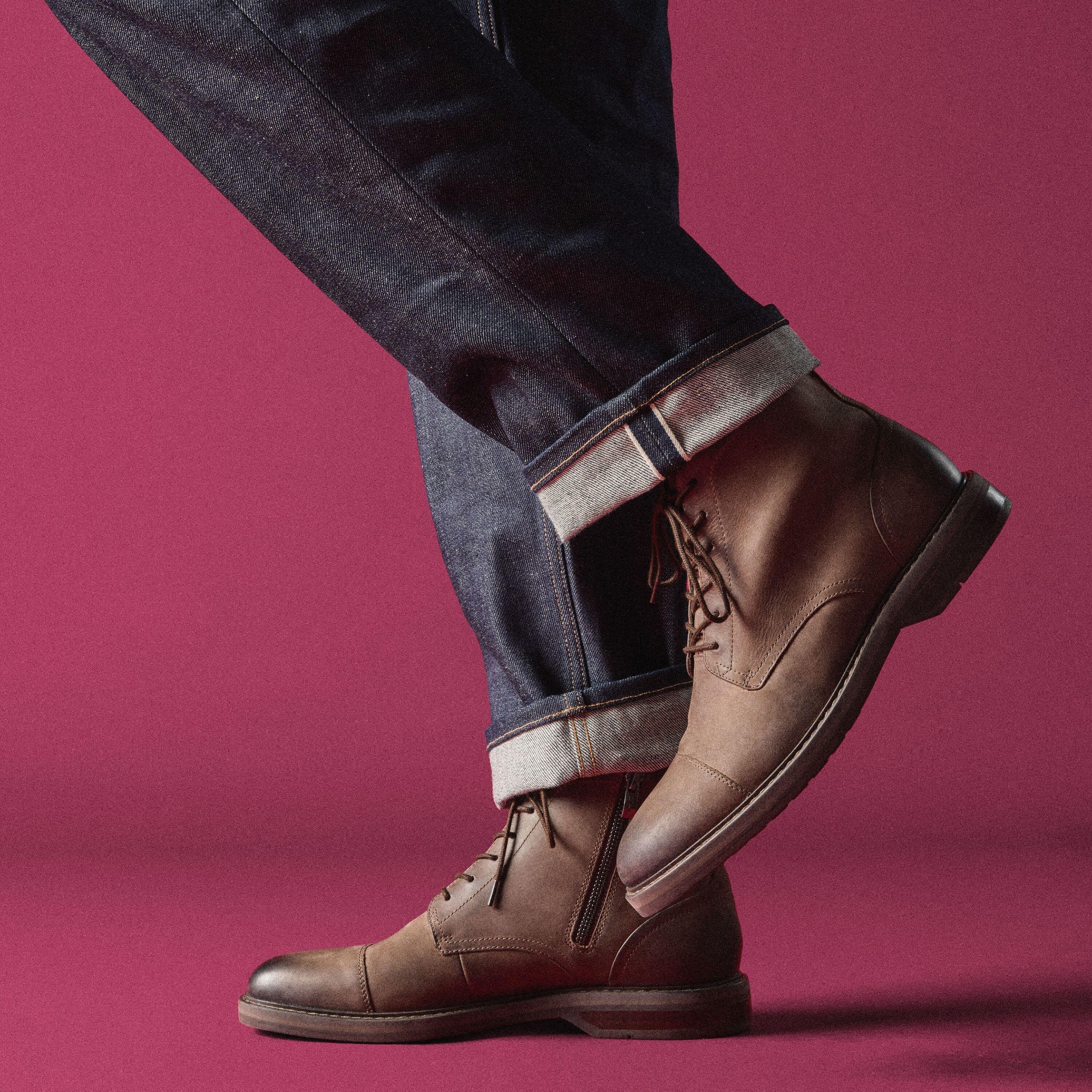Botas de tobillo de cuero marrón para hombre Aldwin Cap | Clarks