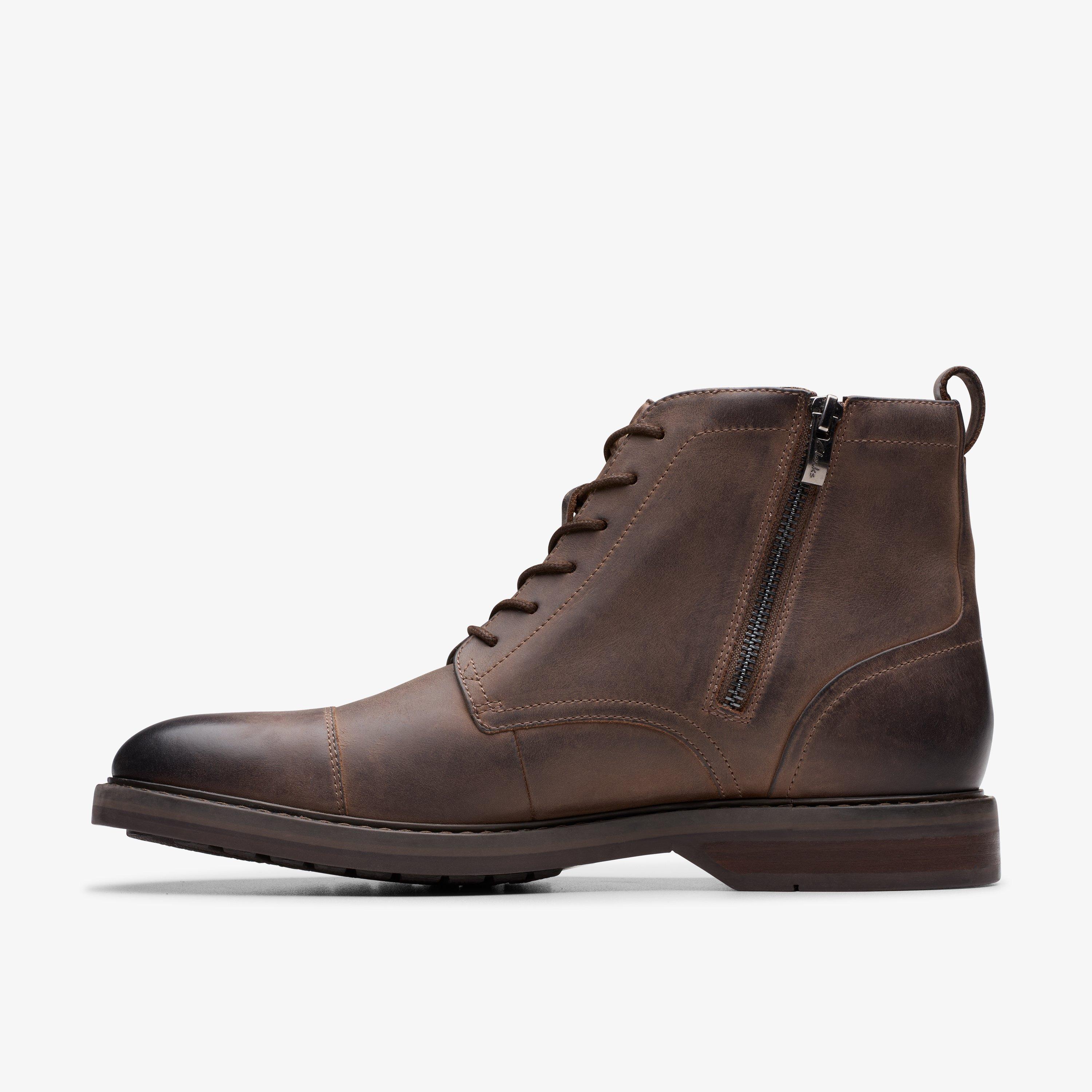 Botas de tobillo de cuero marrón para hombre Aldwin Cap | Clarks