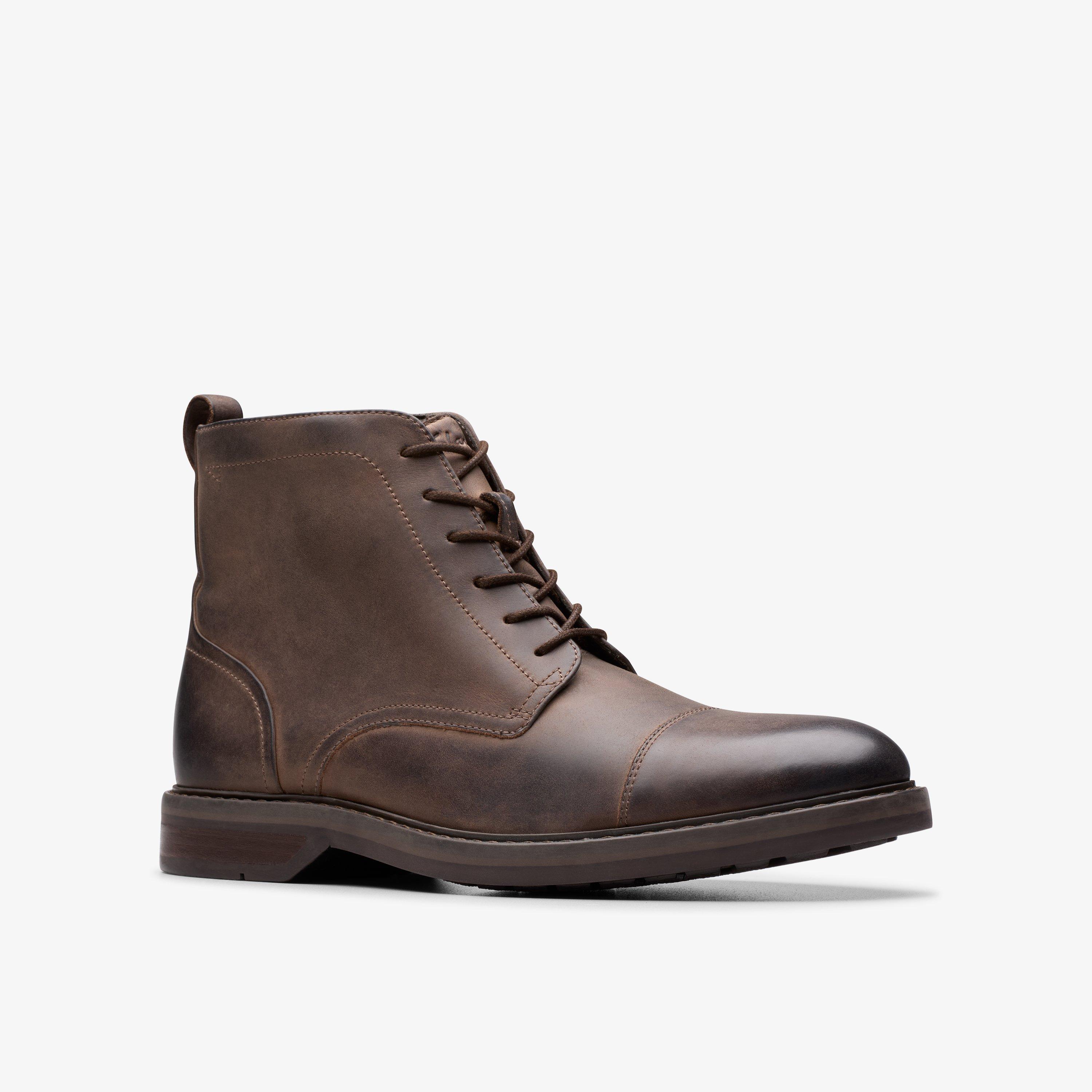 Mens Aldwin Cap Brown Leather Ankle Boots, Lace Up Boots | Clarks UK