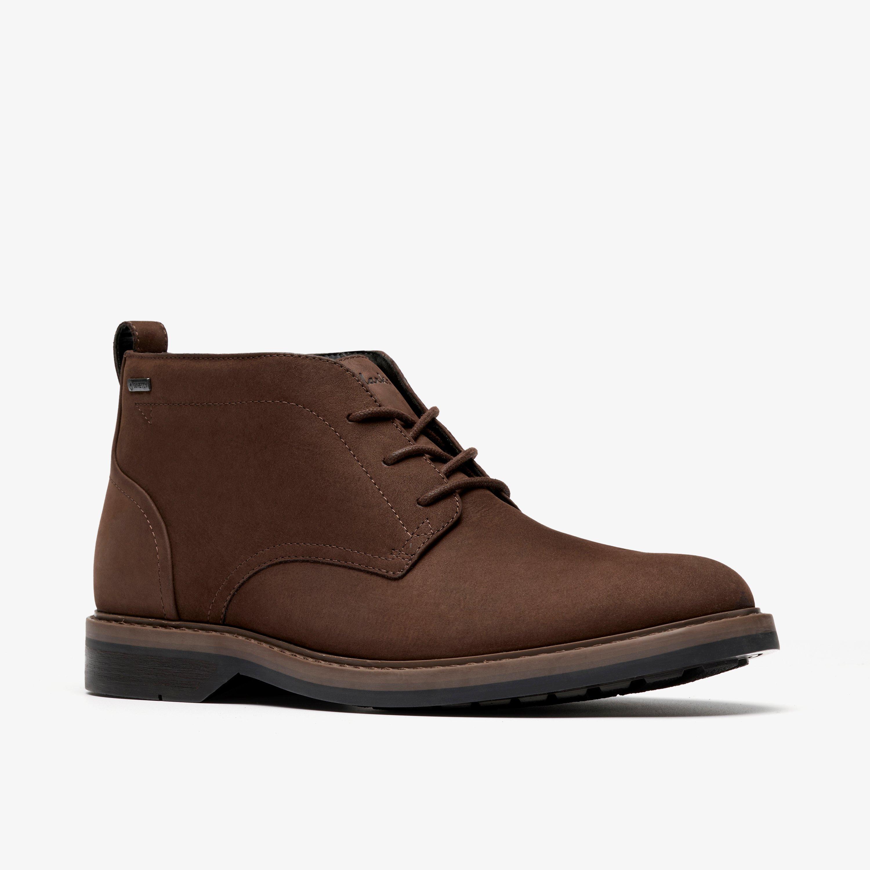 Mens Aldwin Mid GORE-TEX Brown Nubuck Ankle Boots | Clarks