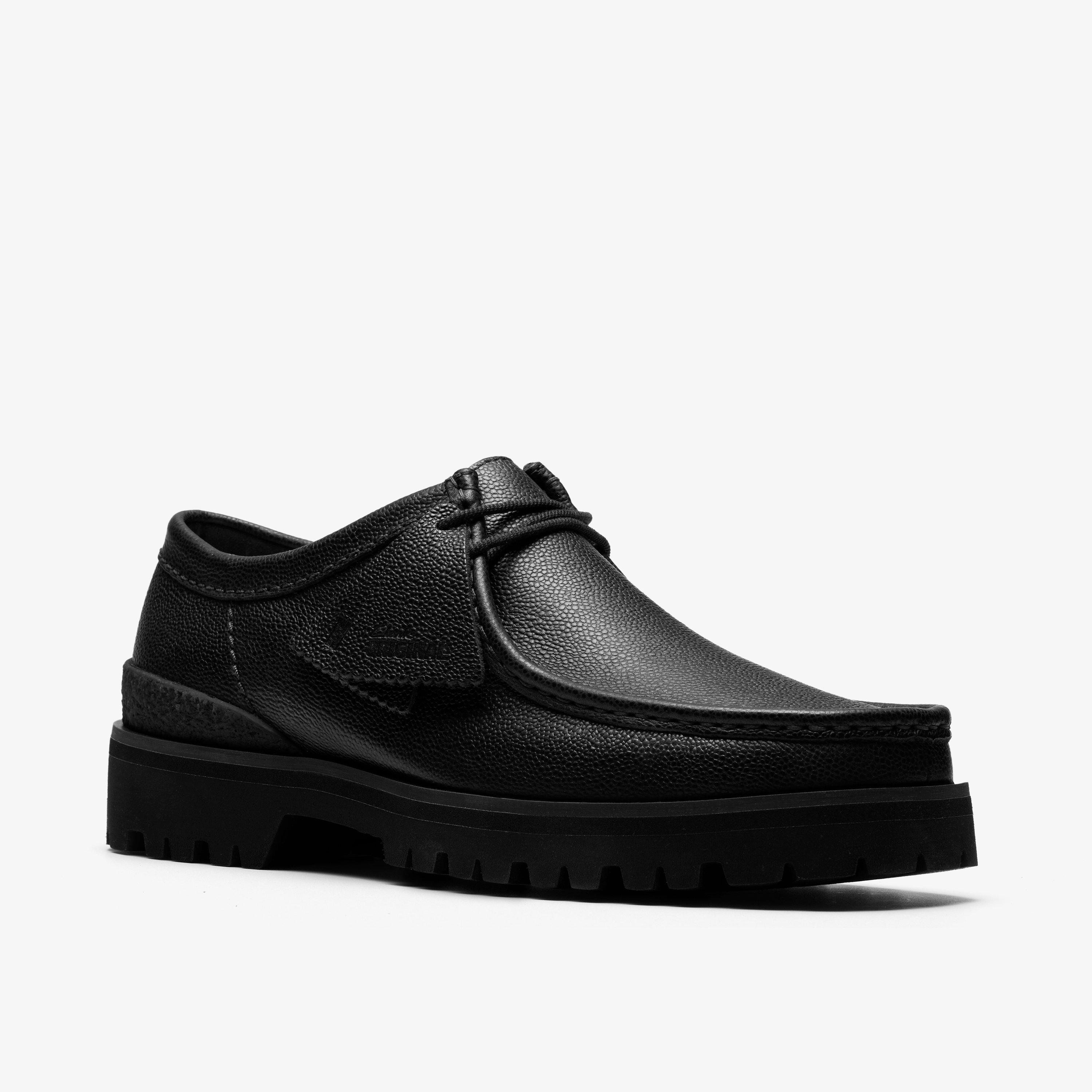 Mens Walla Yukoner Black Scotch Grain Wallabee Lace Up Shoes | Clarks
