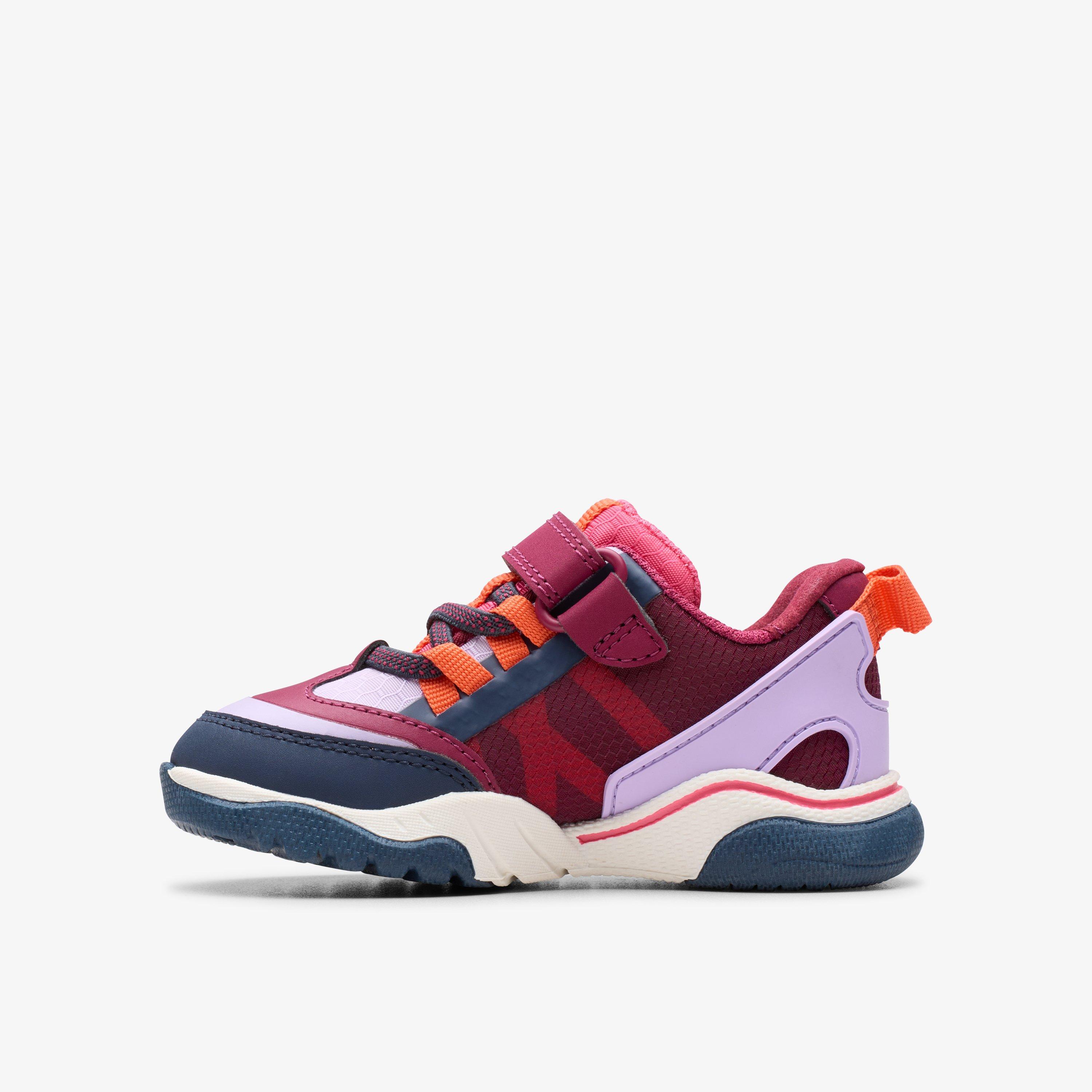 Girls Feather Track Toddler Berry Combination Riptape Trainers | Clarks