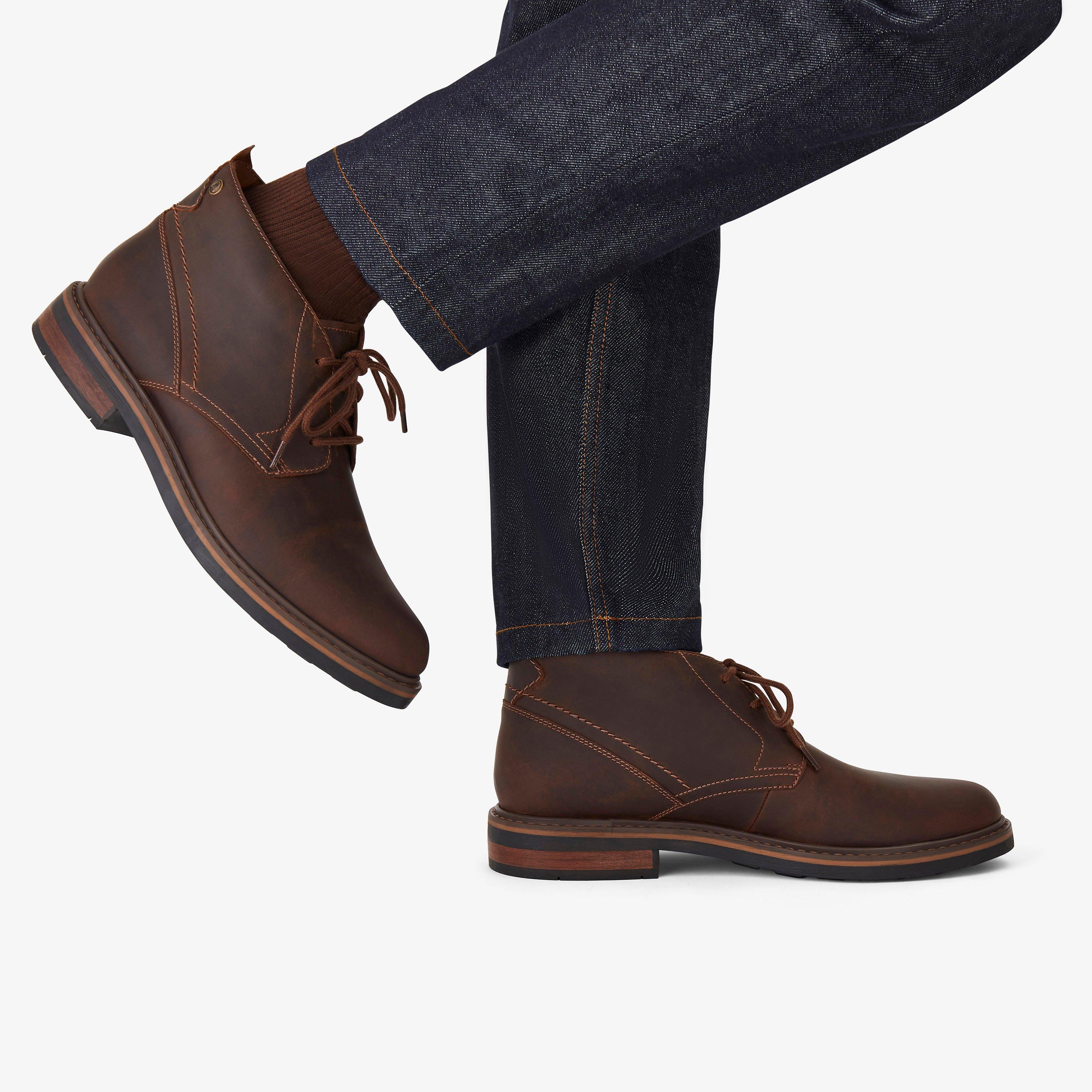 Mens Newford Mid Beeswax Leather Ankle Boots | Clarks