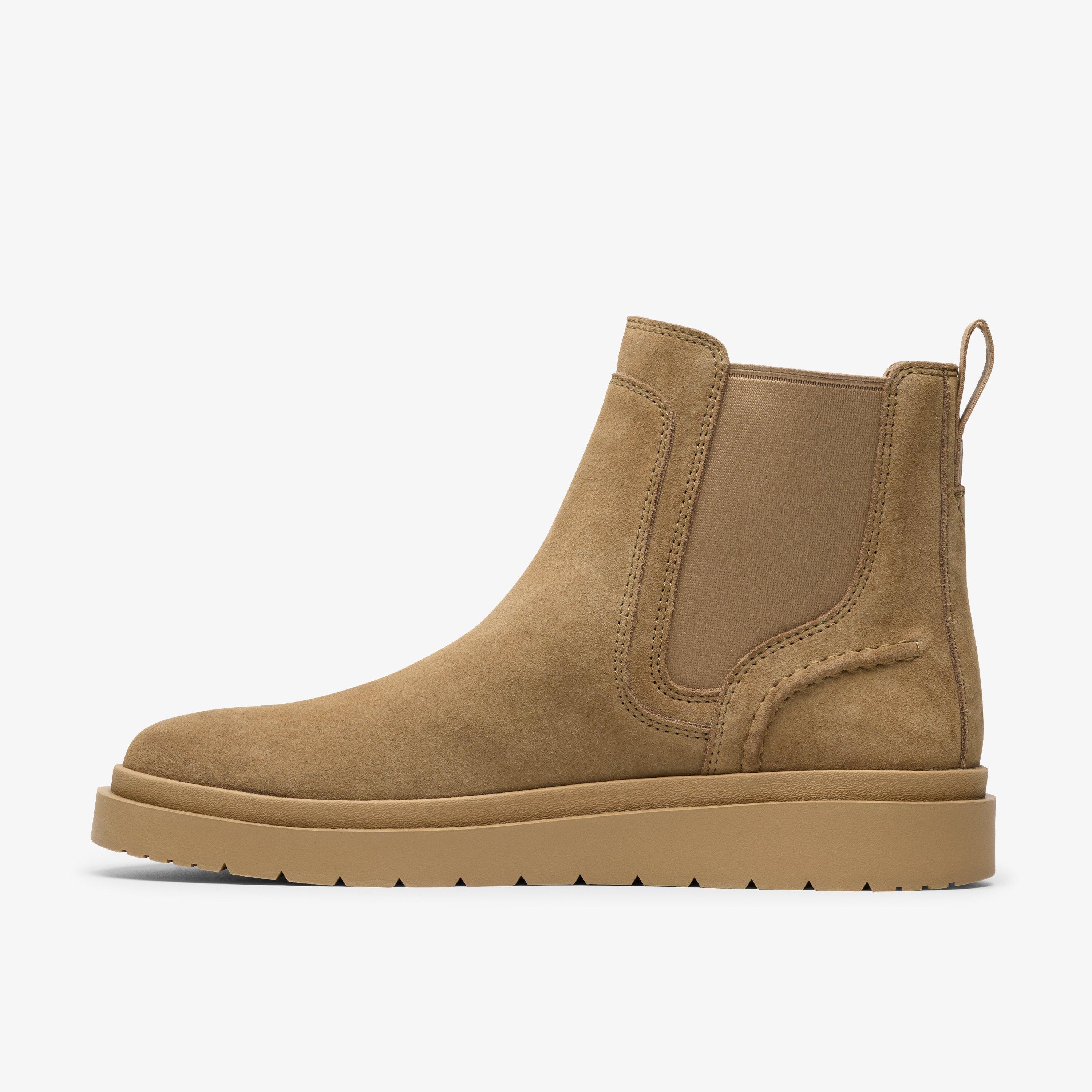 Stivaletti Chelsea da uomo Polden Easy in camoscio sabbia scuro | Clarks