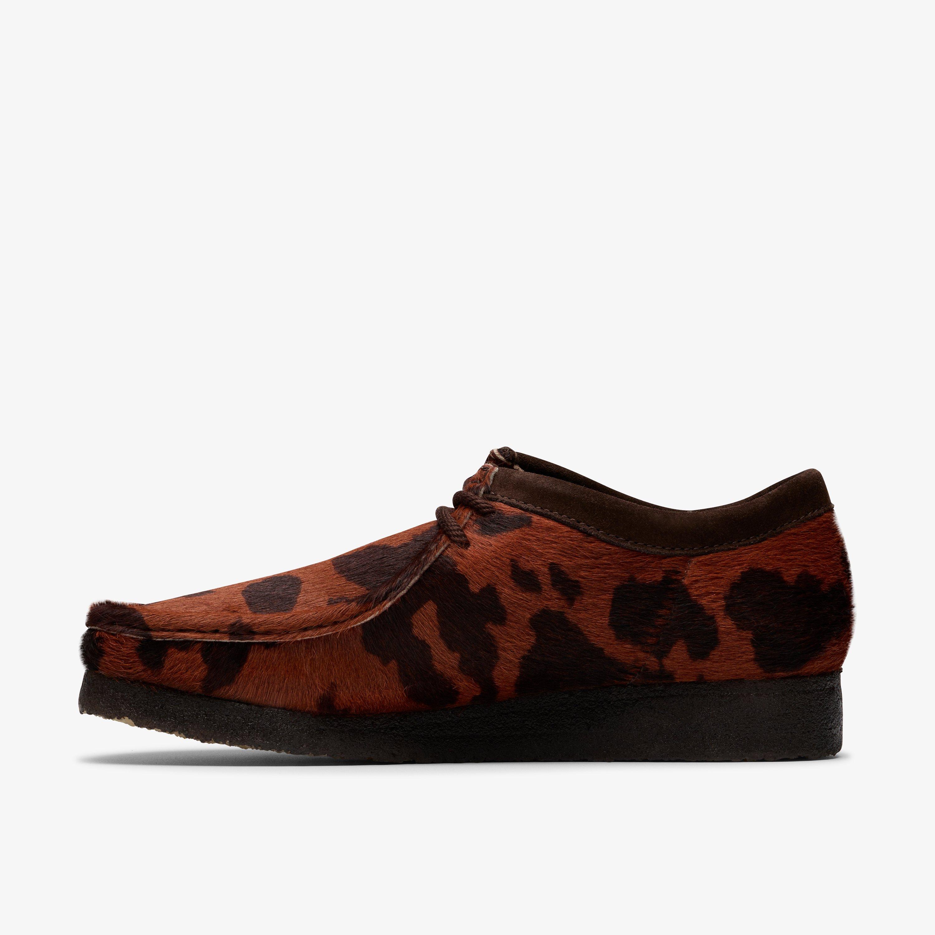 Mens Wallabee Brown Cow Print Wallabees | Clarks