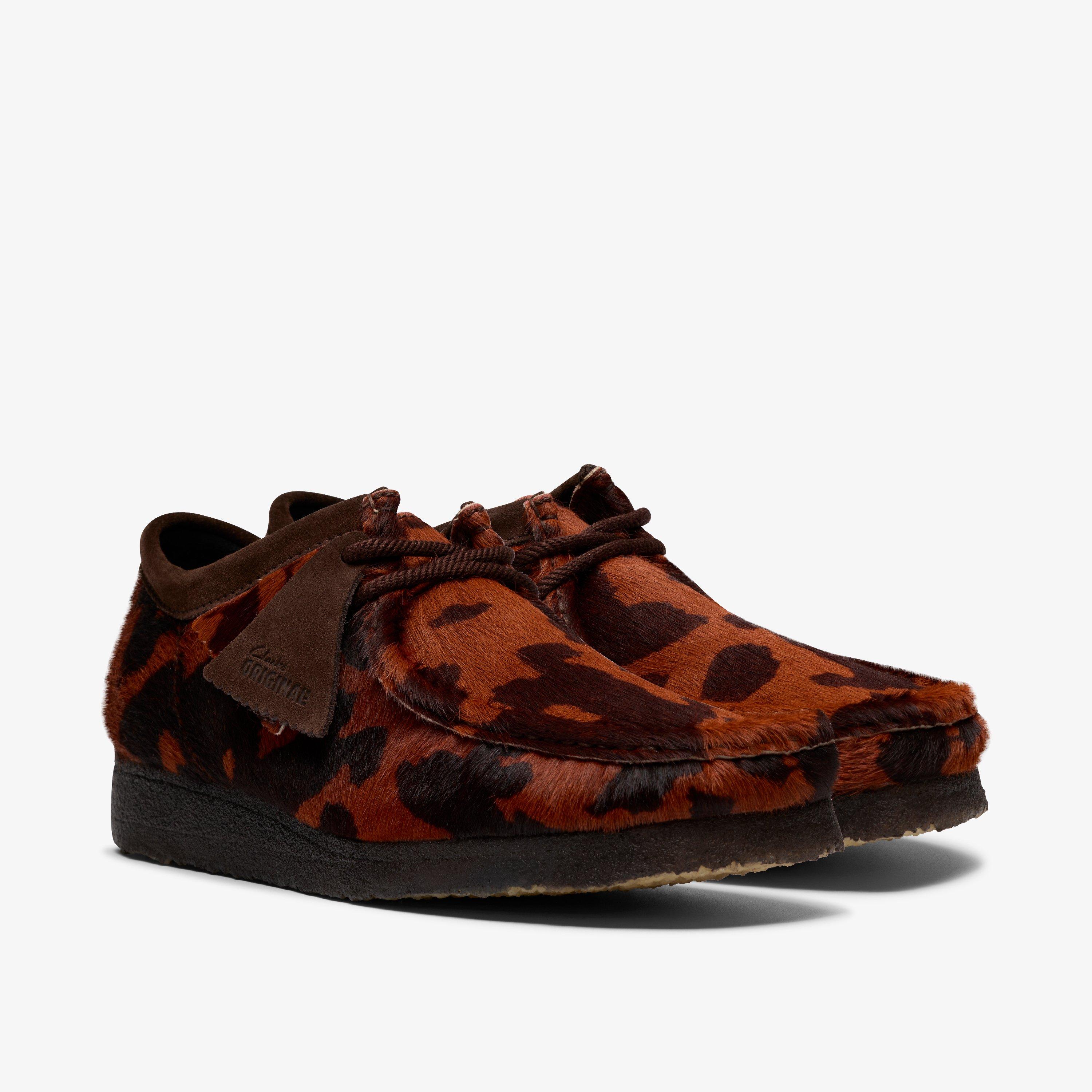 Mens Wallabee Brown Cow Print Wallabees | Clarks