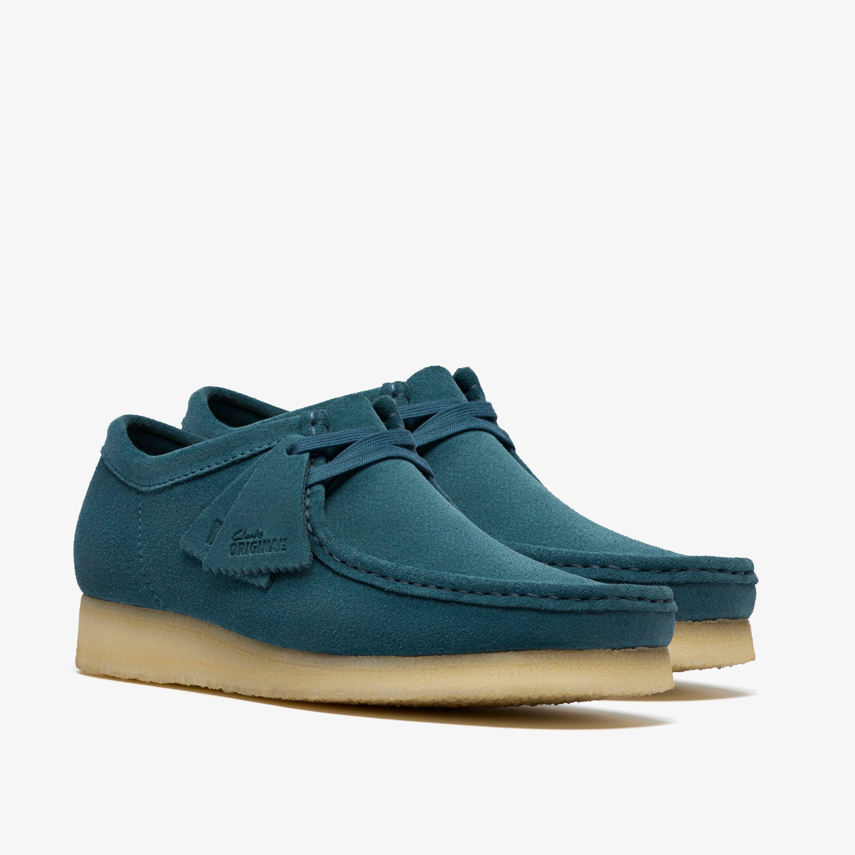 Mens Wallabee Mid Blue Suede Shoes| Clarks