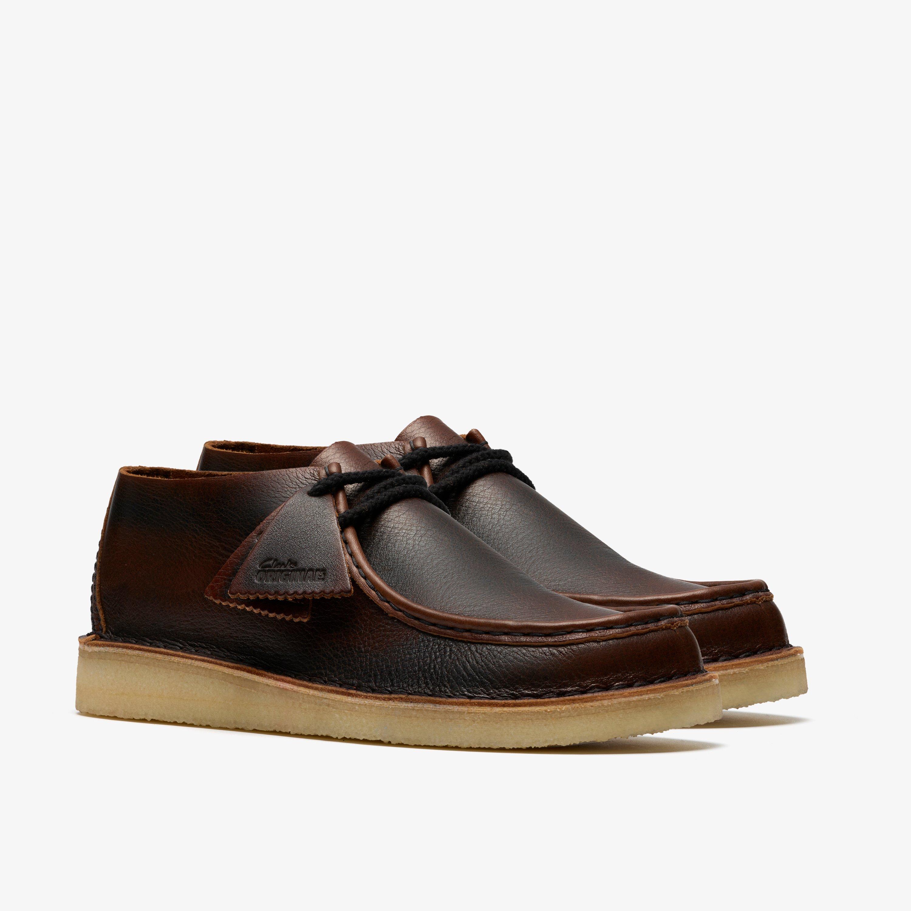 Mens Desert Nomad Dark Tan Combination Lace Up Shoes | Clarks