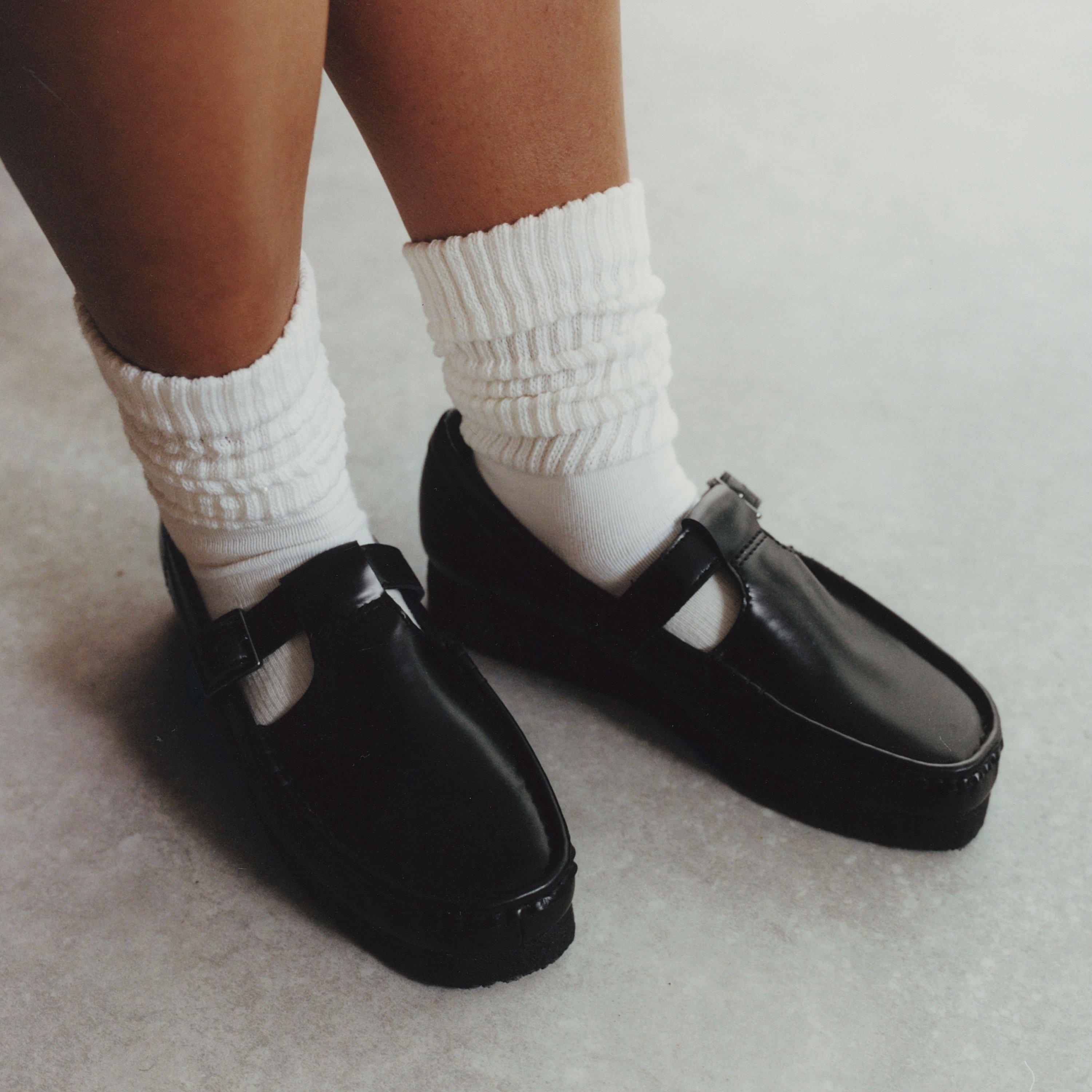 Womens Wallabee T Bar Black Hi Shine Leather T Bar Shoes Wallabee Shoes ...