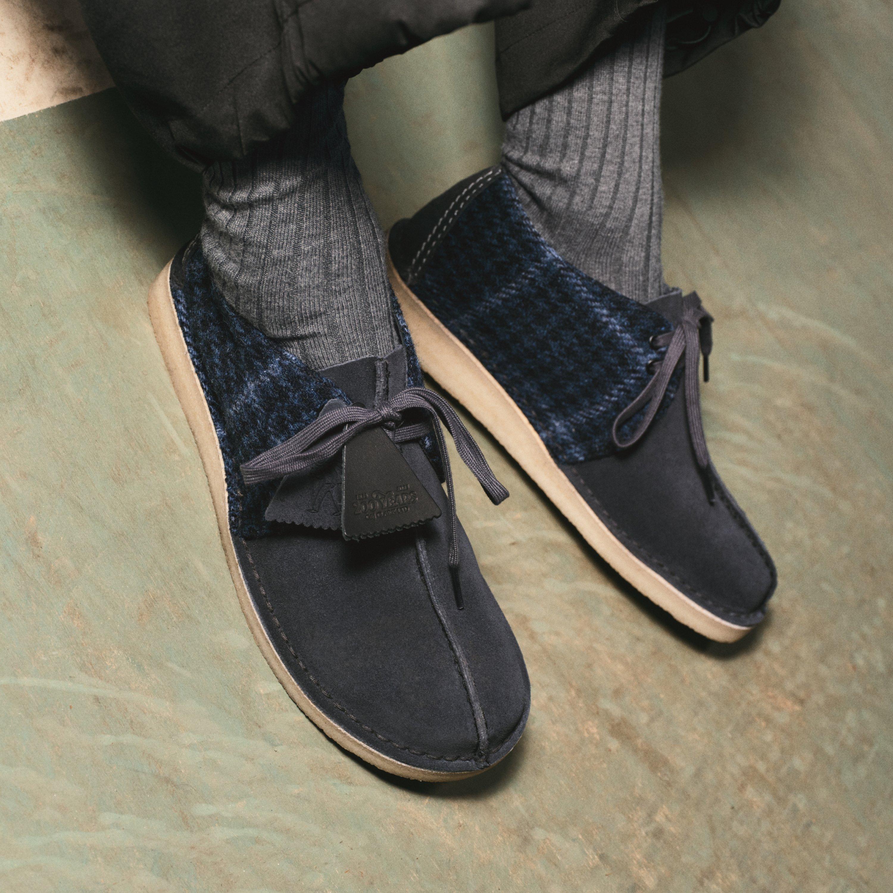 Mens Desert Trek Navy Tweed Shoes | Clarks