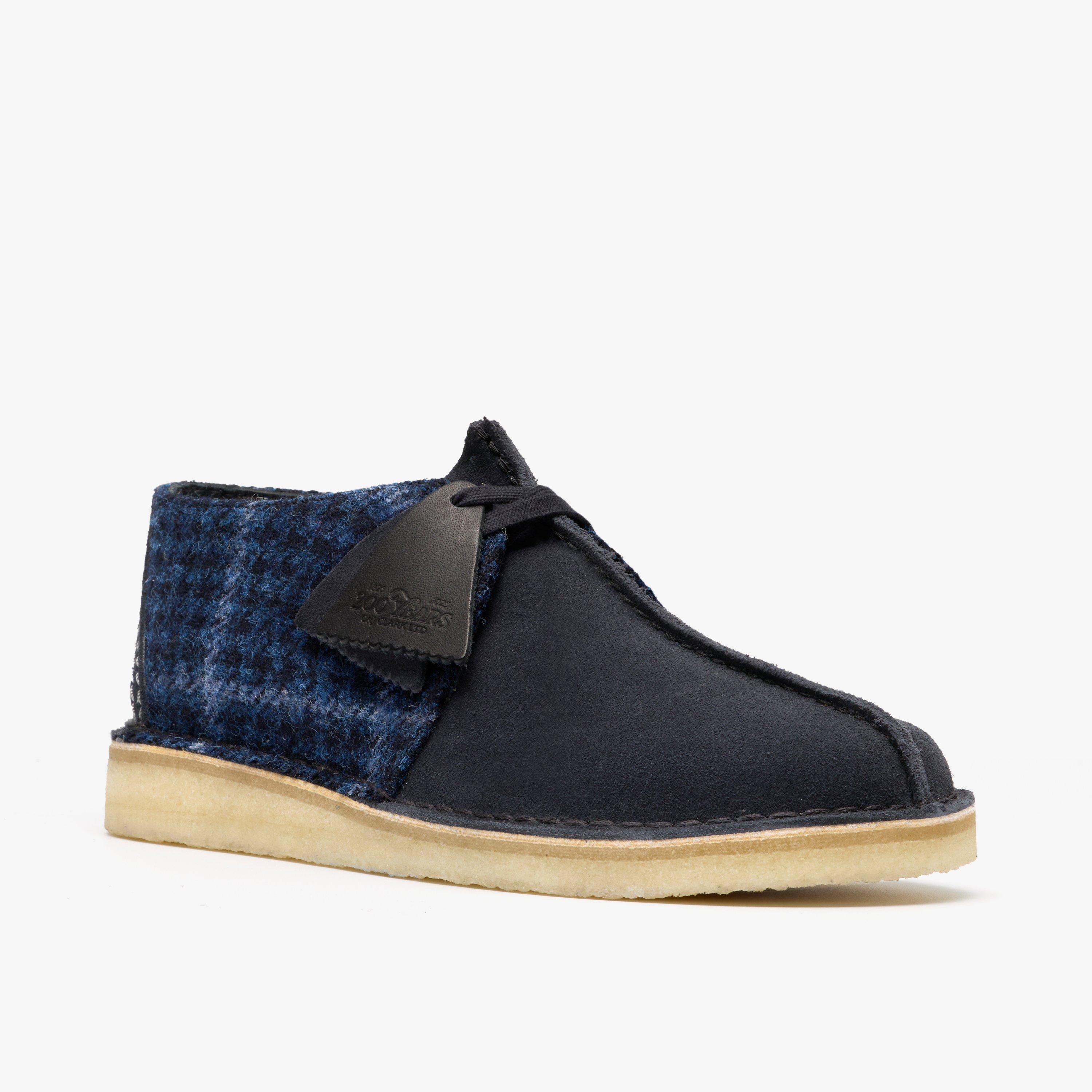 Mens Desert Trek Navy Tweed Shoes | Clarks