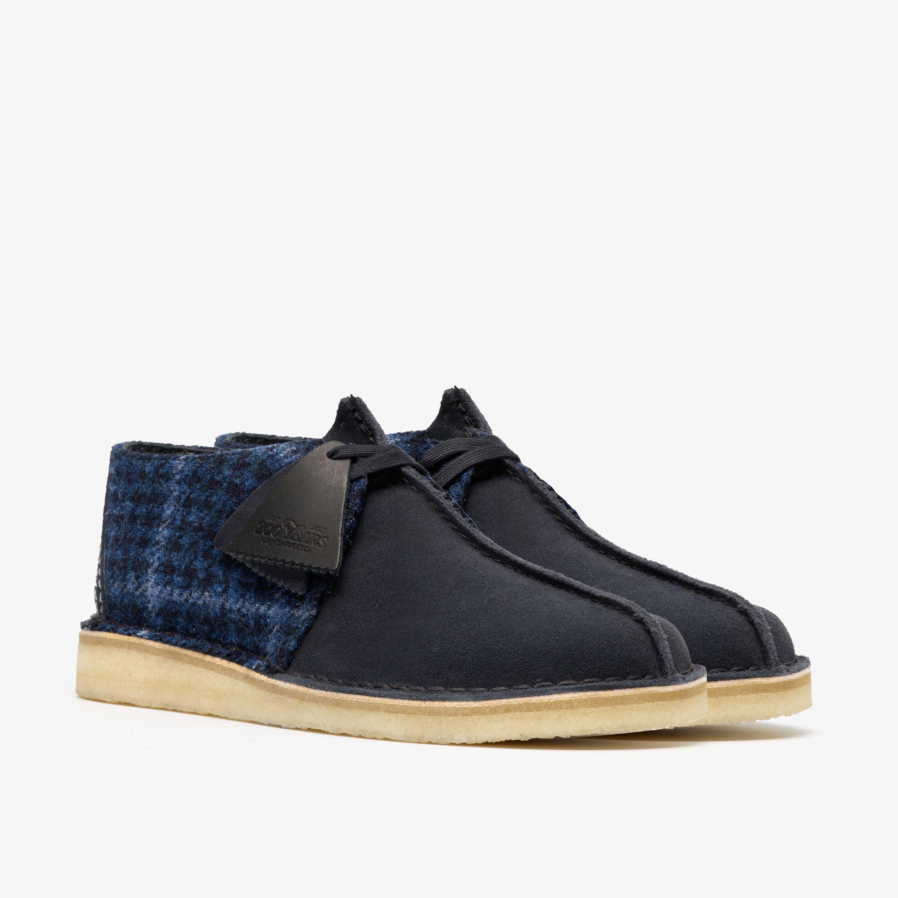 Heren Desert Trek Marineblauw Tweed Combinatie Woestijnlaarzen | Clarks