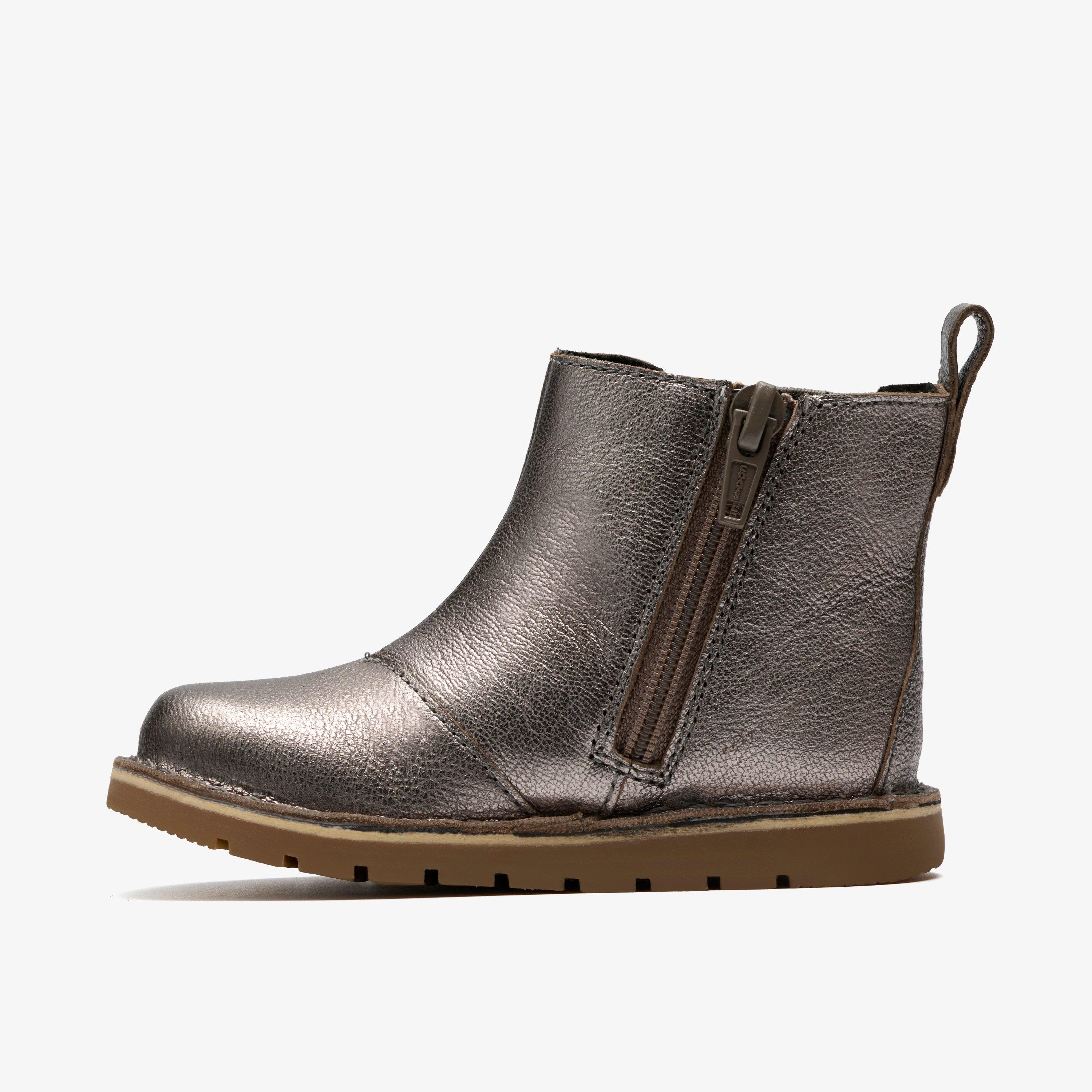 Boys Girls Kids Unisex Joyful Sky Toddler Pewter Ankle Boots | Clarks