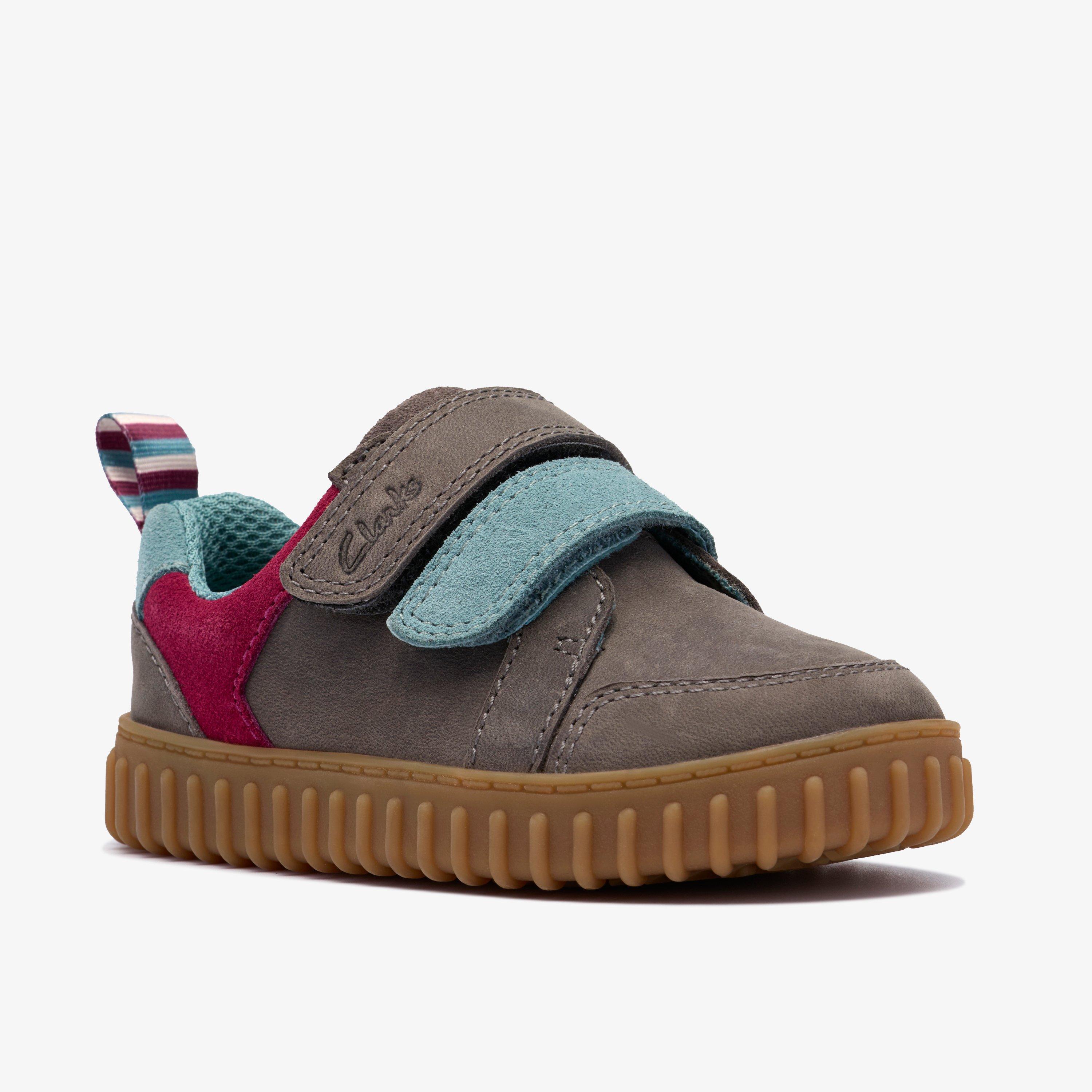 Boys Girls Kids Unisex Cove Pop Toddler Grey Riptape Trainers | Clarks