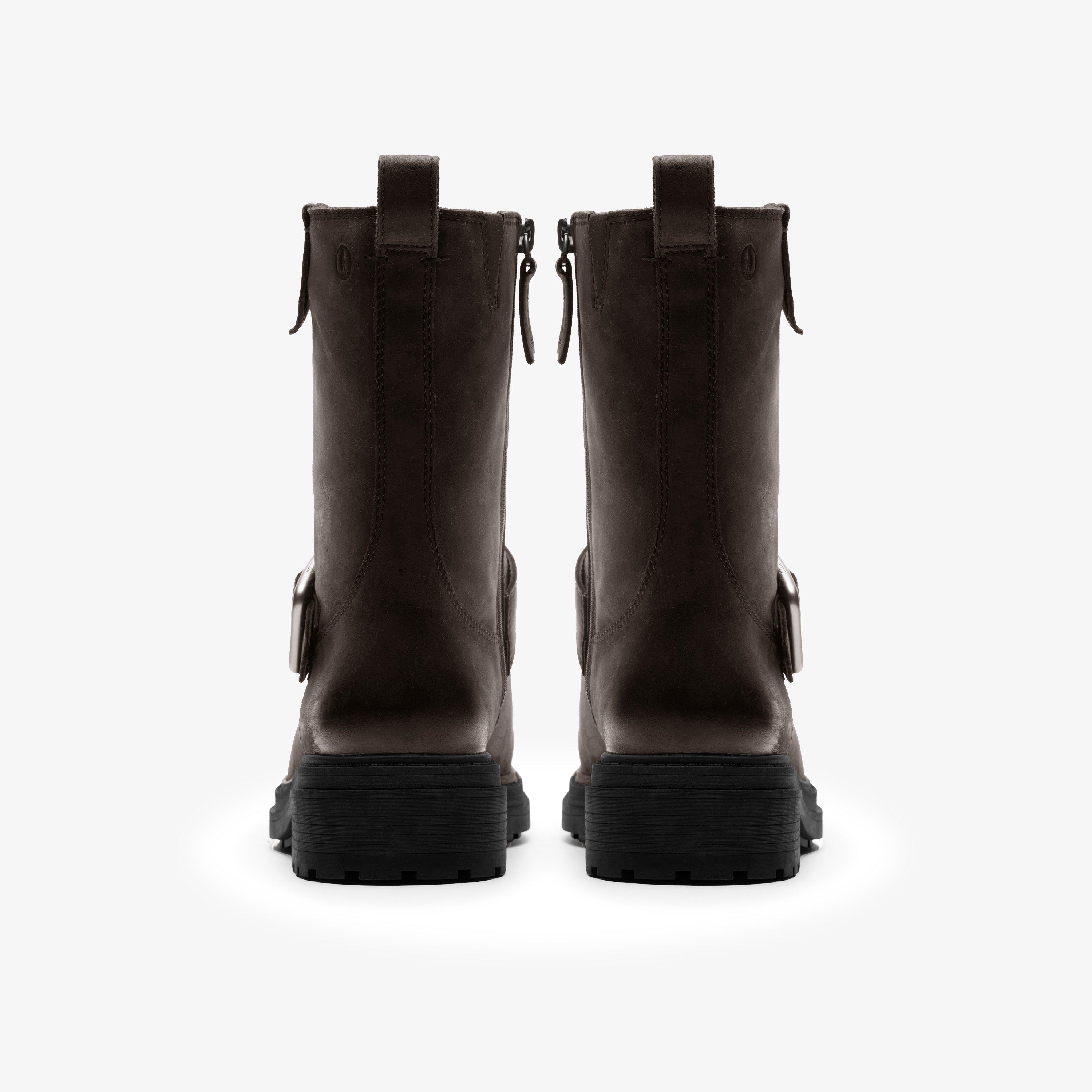 Womens Orinoco 3 Bay Dark Grey Leather Mid Calf Boots | Clarks