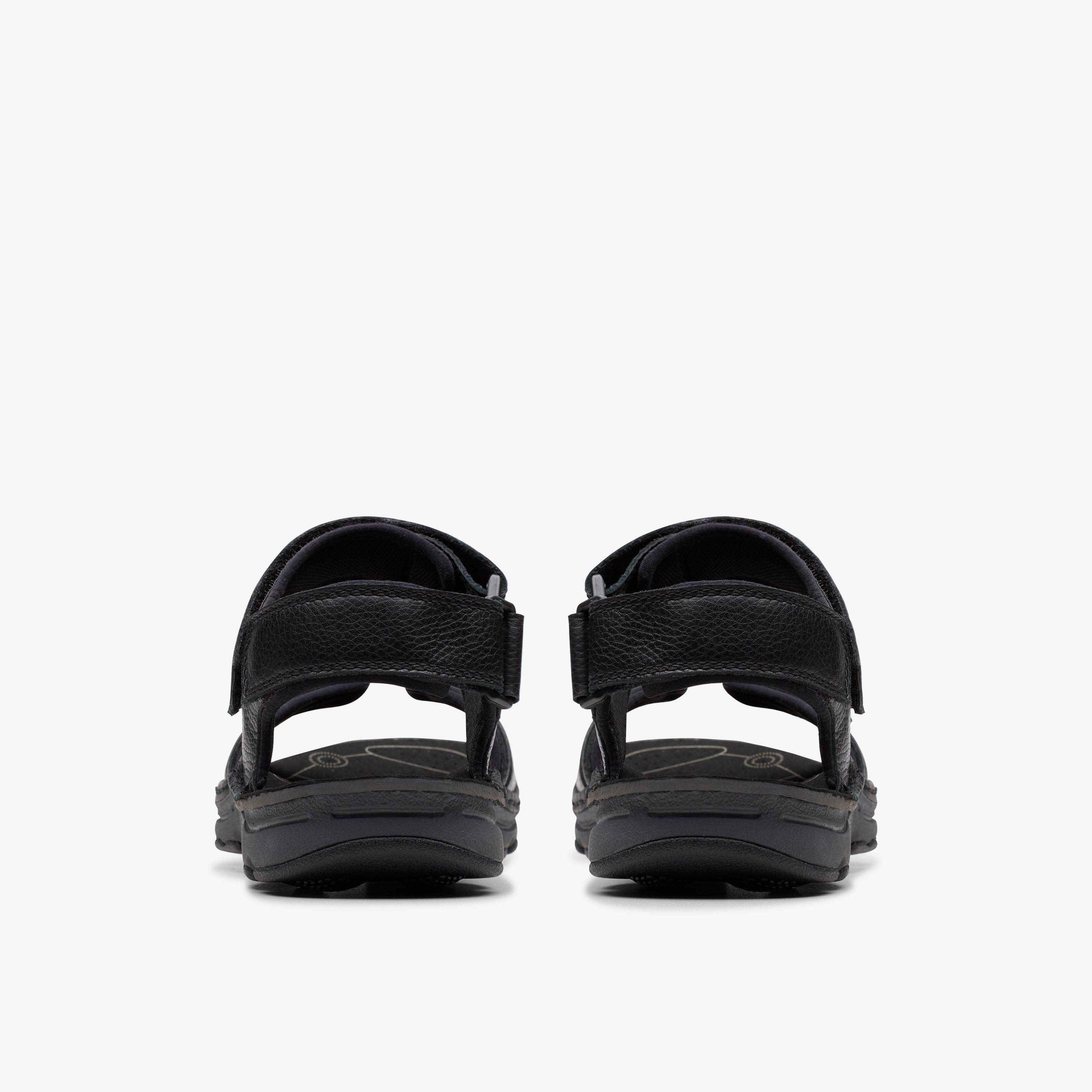 Mens ATL Part Black Tumbled Flat Sandals Two Part Sandals ATL | Clarks Outlet