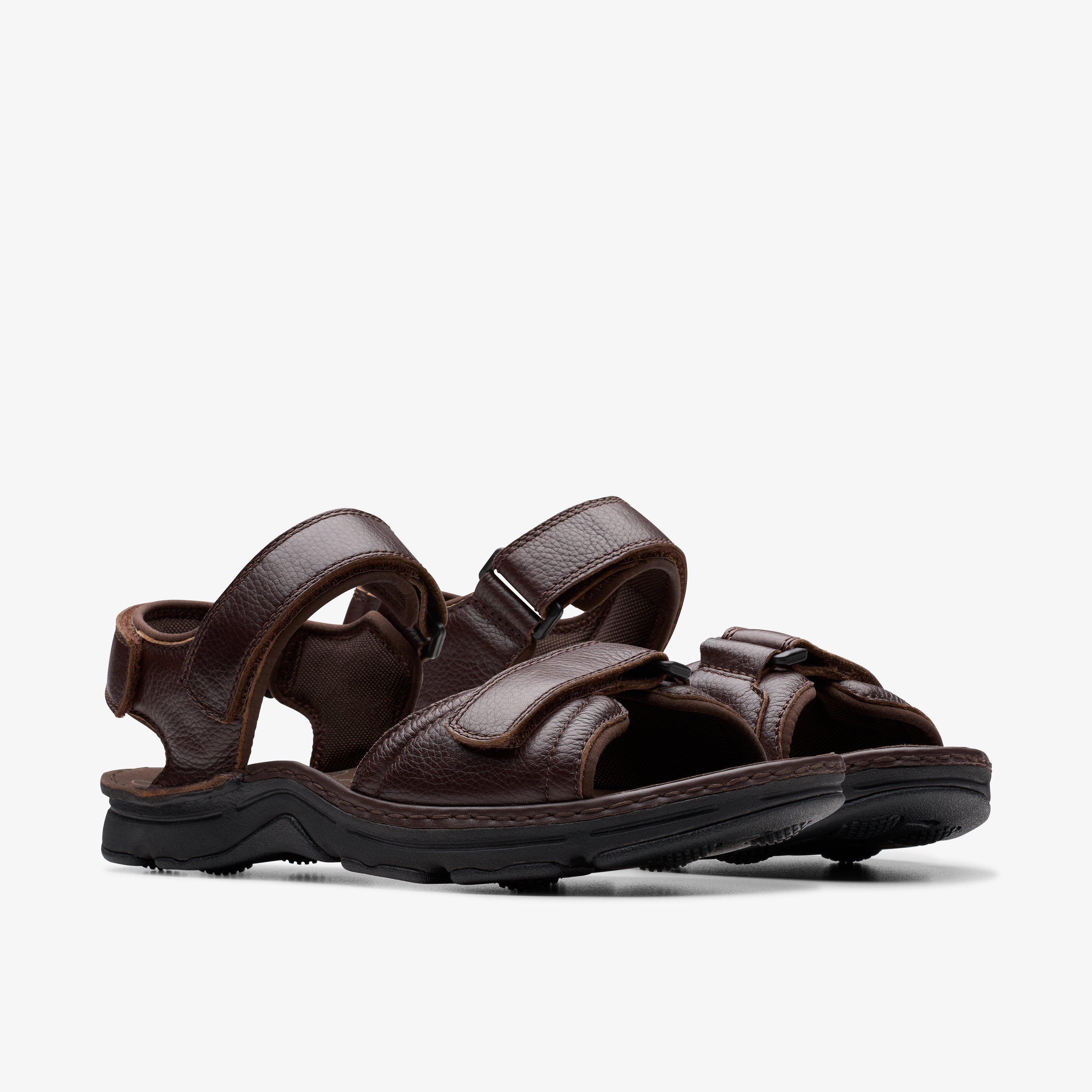 Mens ATL Part Brown Tumb Flat Sandals Two Part Sandals ATL | Clarks Outlet