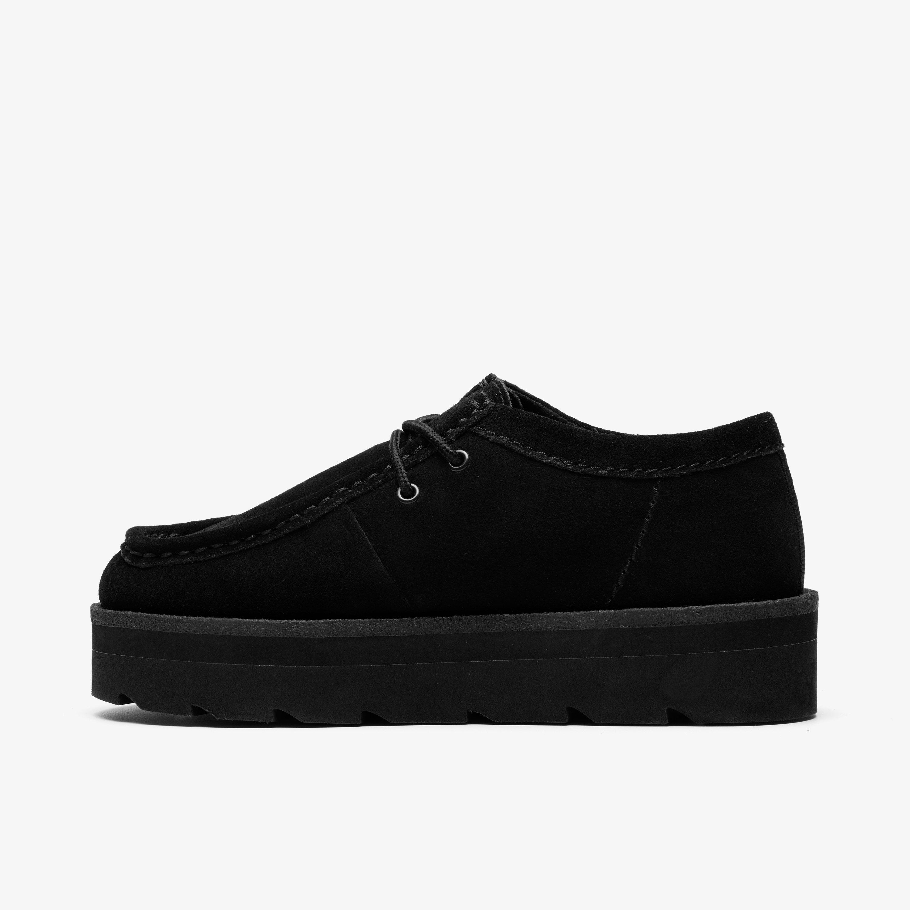 Womens Meare Walla Black Suede Slip On Wallabee Shoes | Clarks