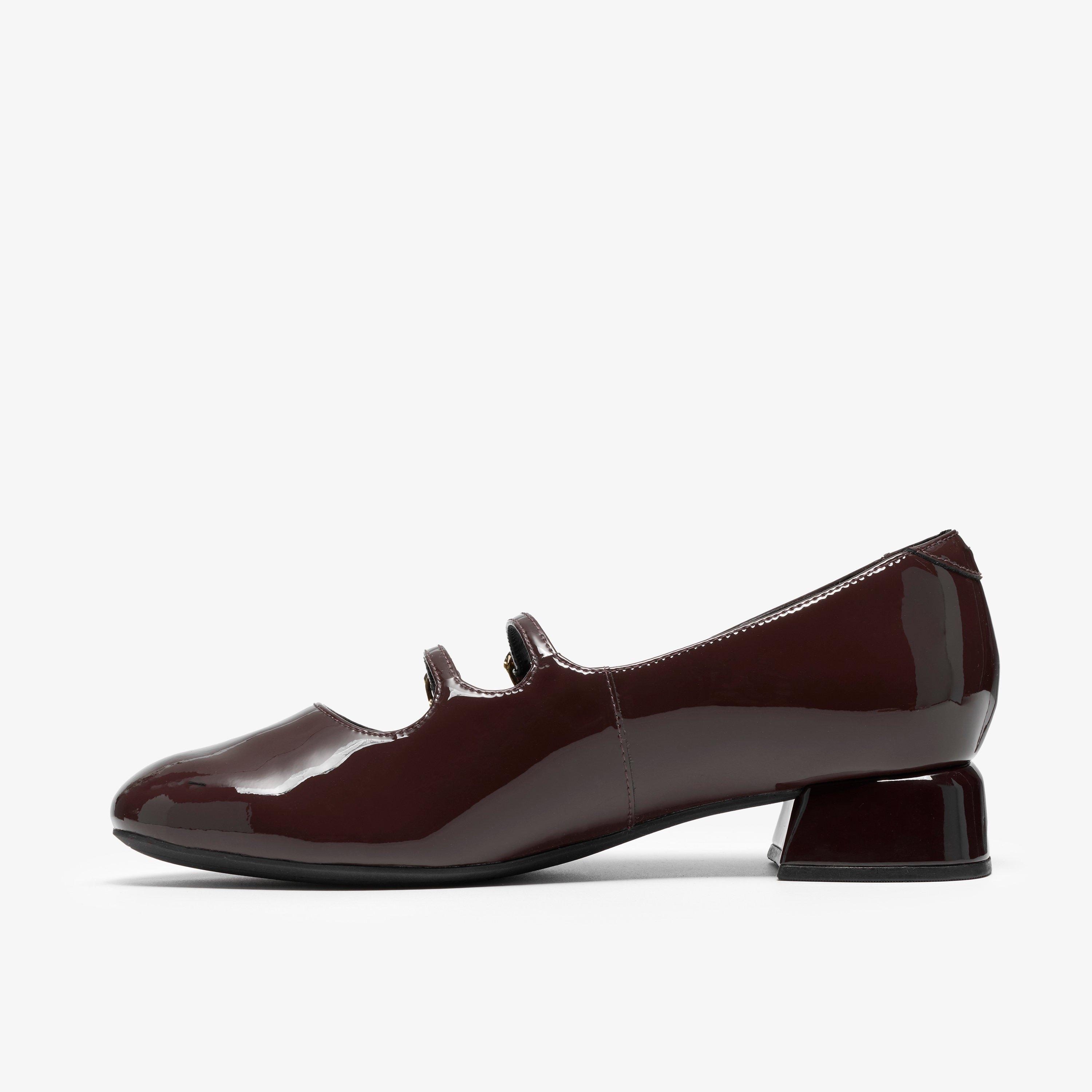 Scarpe da donna Daiss 30 Shine vernice bordeaux con tacco basso Mary ...