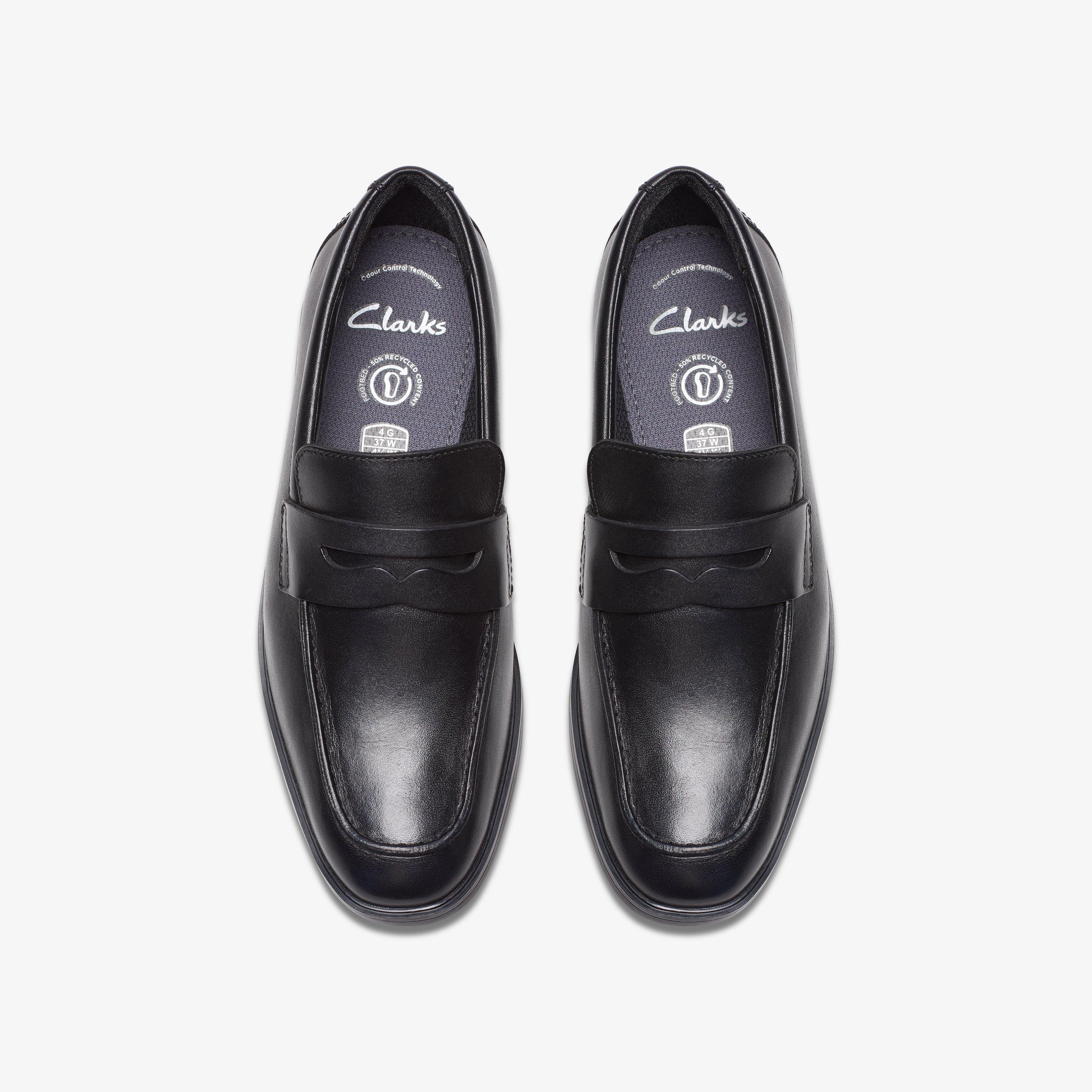 Boys Jonwin Craft Youth Black Leather Loafers | Clarks