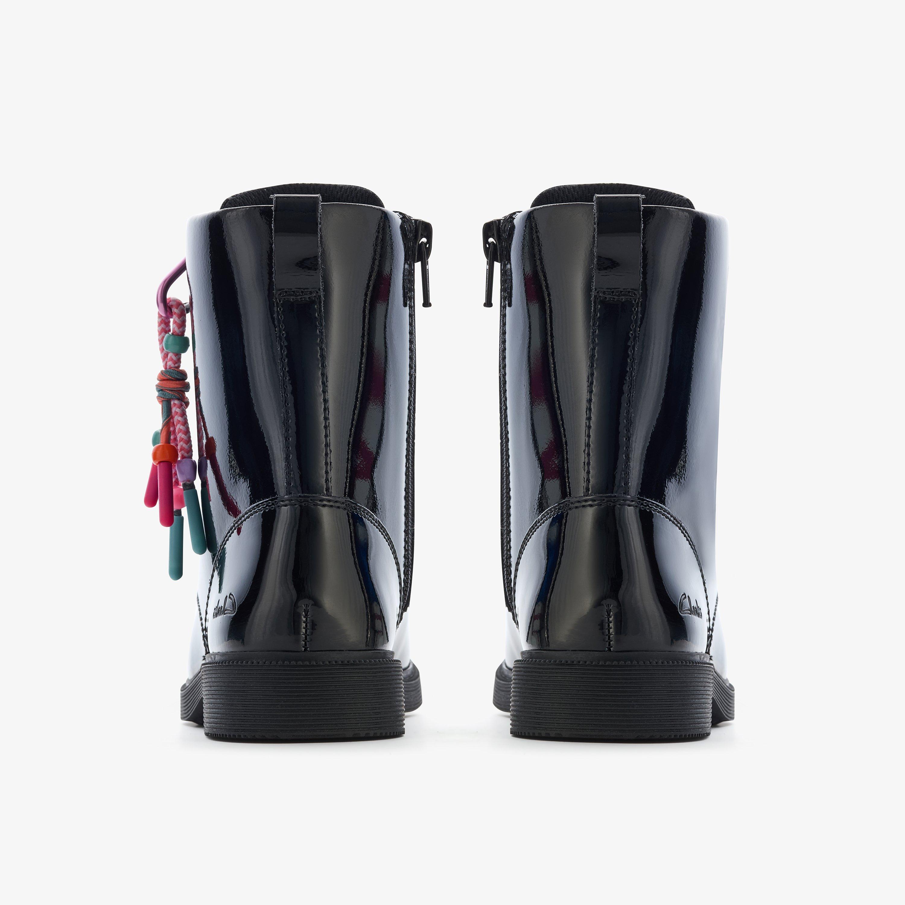 Boys, Girls, Kids Unisex Oaklyn Charm Older Black Patent Ankle Boots ...